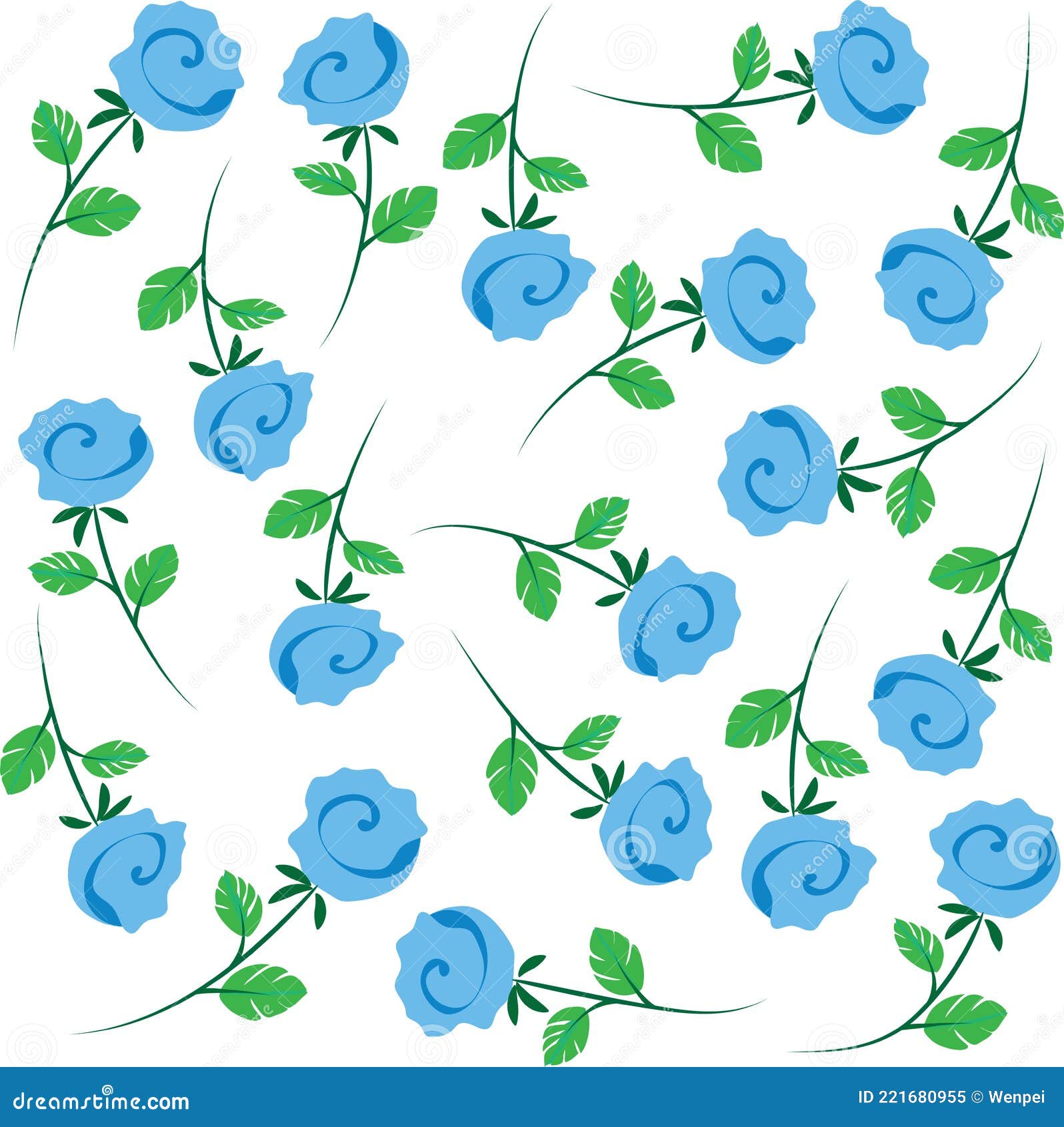 Vector Blue Rose Set Background Icon Sign Design Art Stock Vector ...