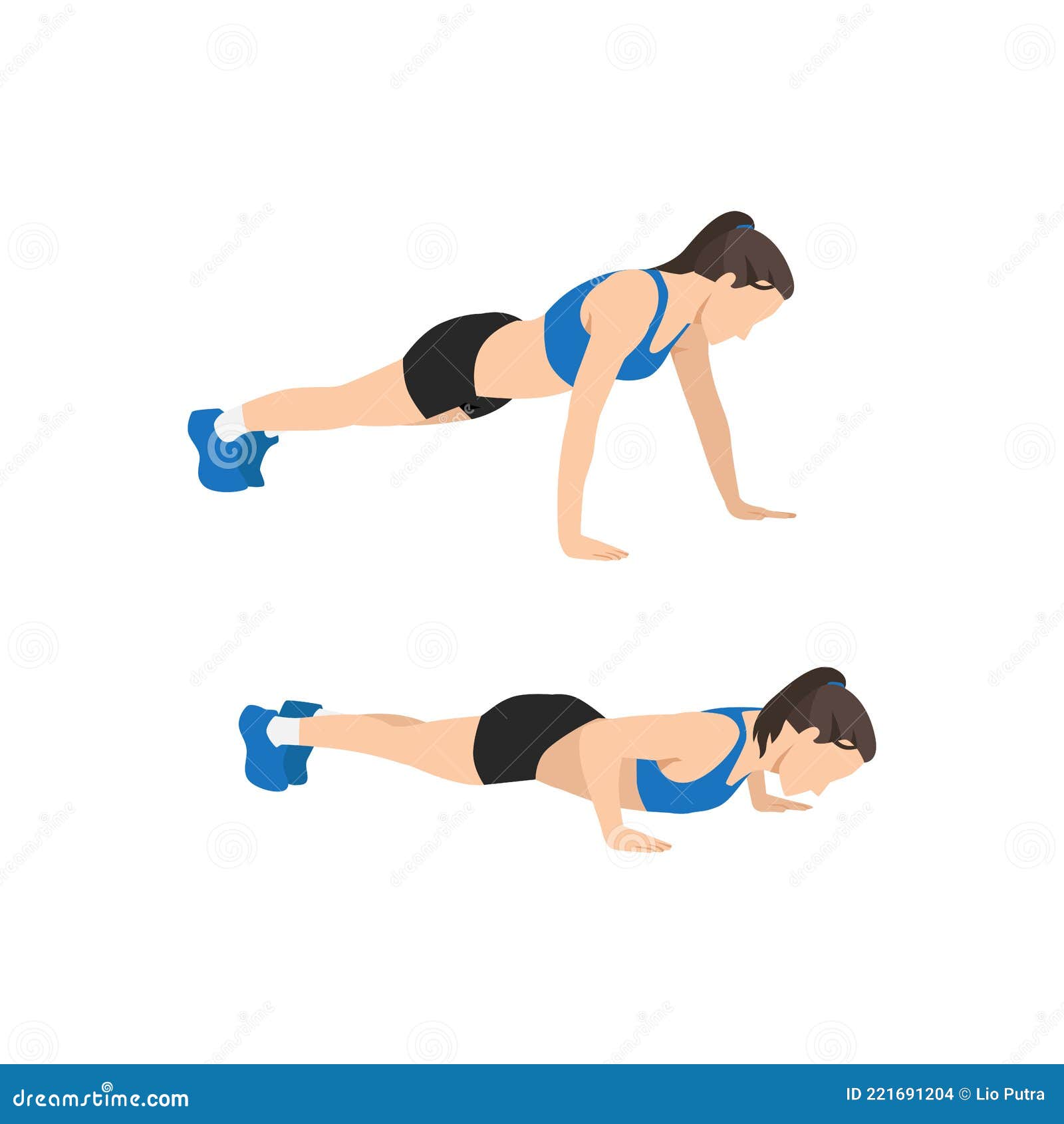 Woman Doing Wide Push Ups Exercise. Vector Illustration | CartoonDealer ...