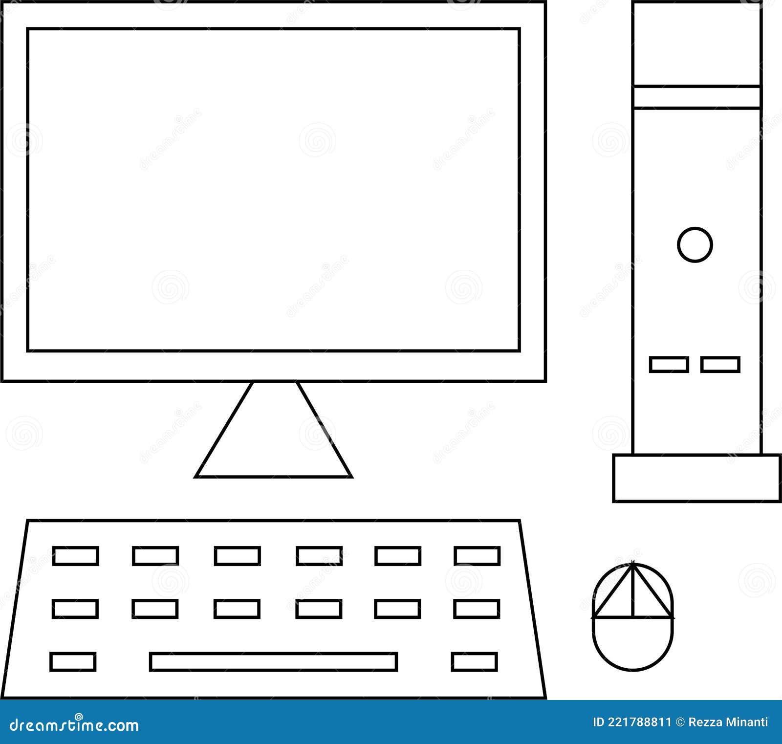 Vector of a Computer Set with Black Line Stock Vector - Illustration of ...