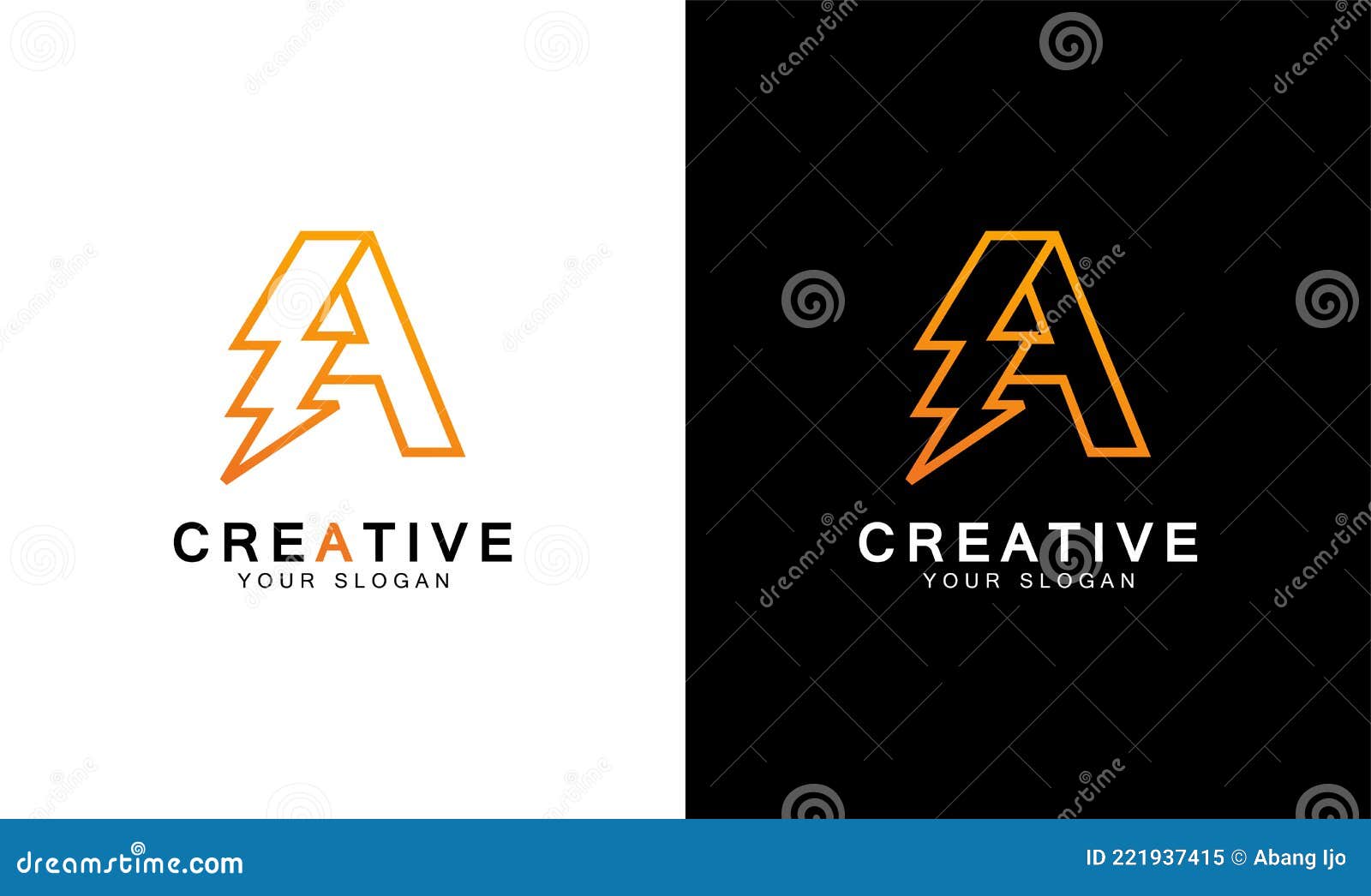 Abstract Initial Letter a Electric Logo, Letter a with Thunder Bolt ...