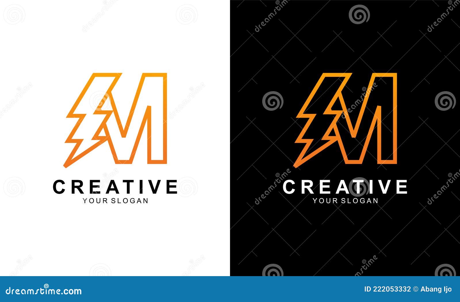 Abstract Initial Letter M Electric Logo, Letter M with Thunder Bolt ...