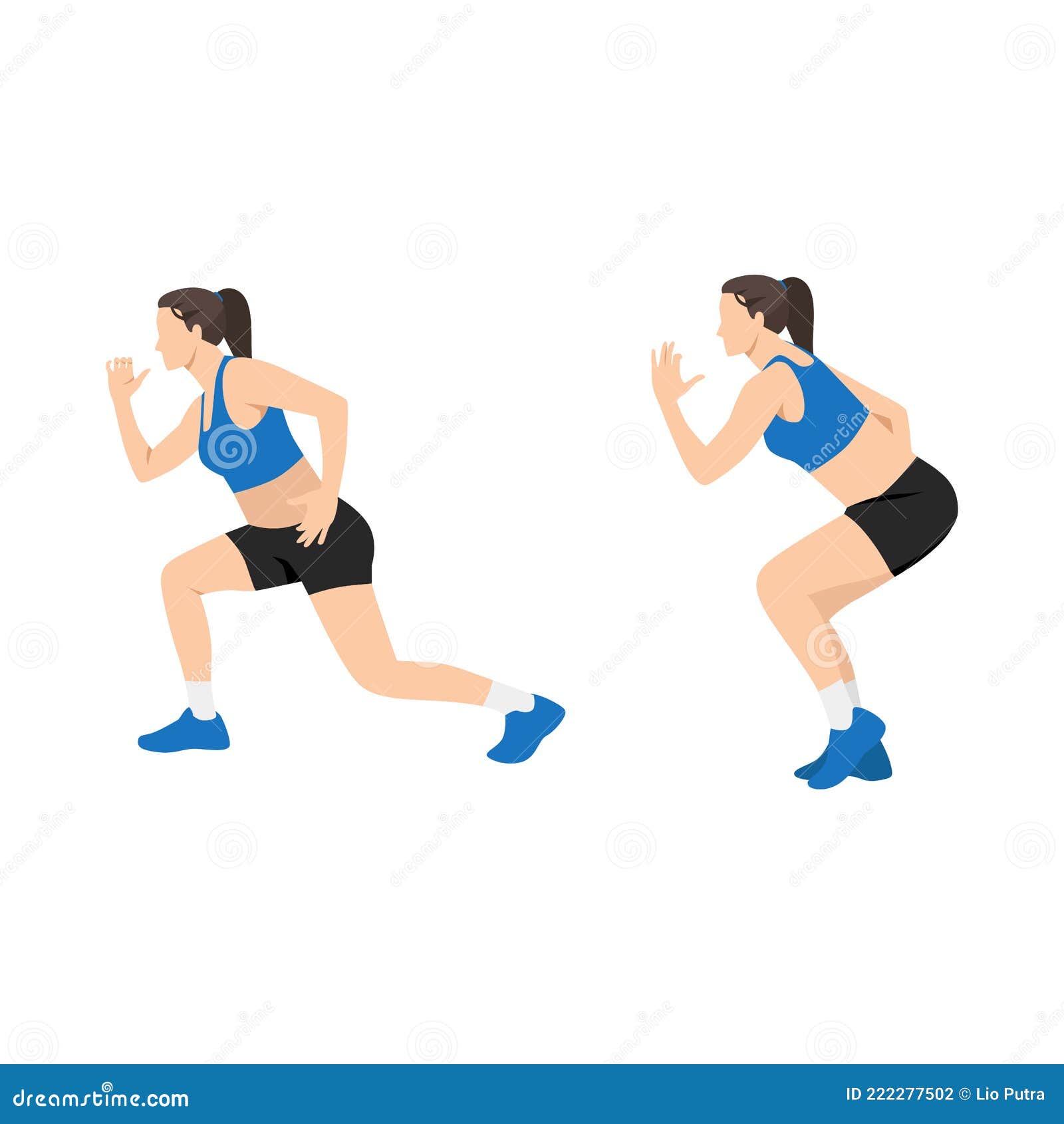 Woman Doing Sprinter Lunge Exercise. Vector Illustration ...