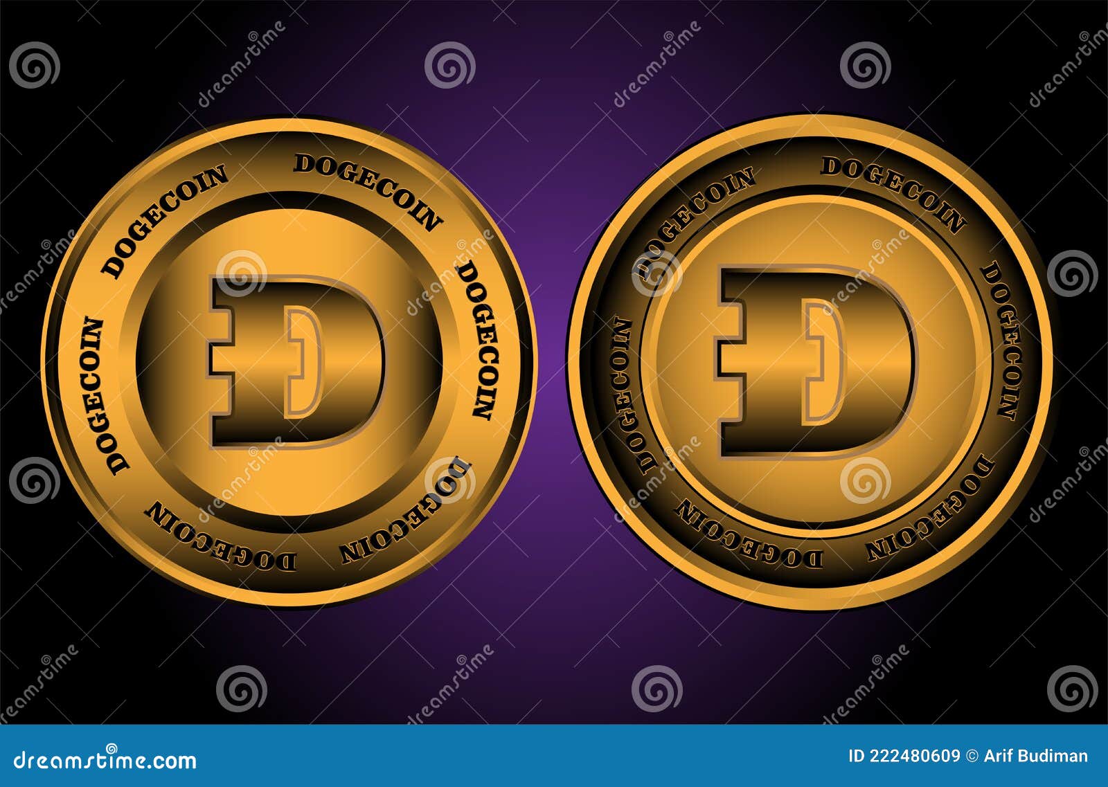Dogecoin Icon Button with Two Colour Black and Gold. Crypto Currency ...