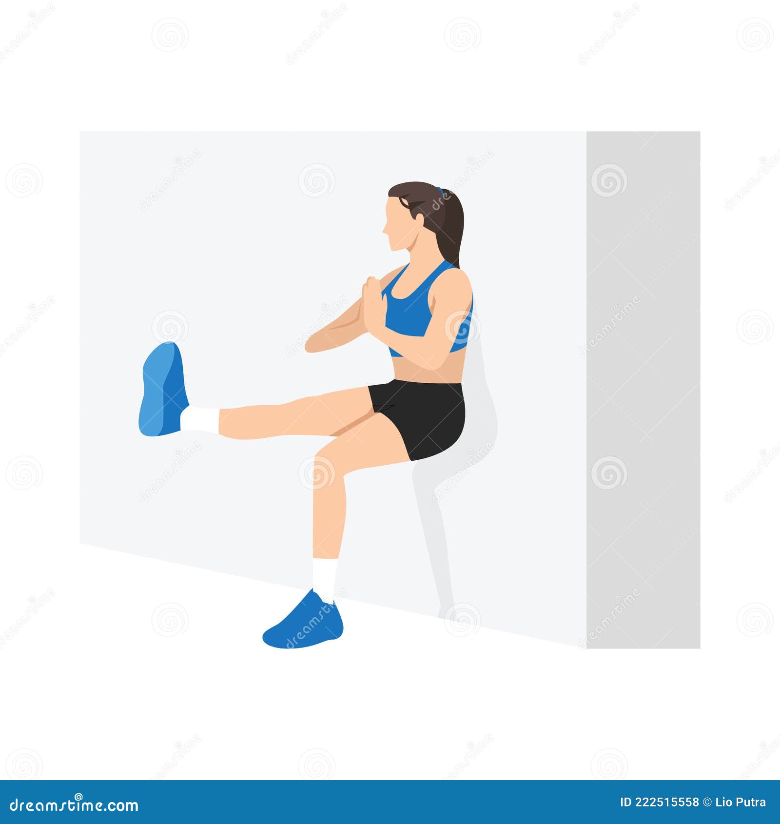 Man Doing Wall Sit Exercise. Flat Vector Illustration Isolated ...