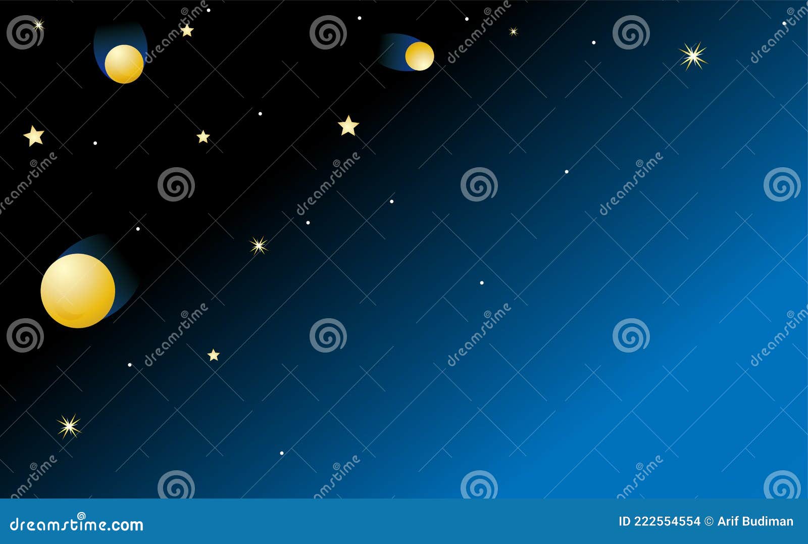 Starry Sky with Moonlight and Dim Stars. Galaxy Background. Blue Sky ...
