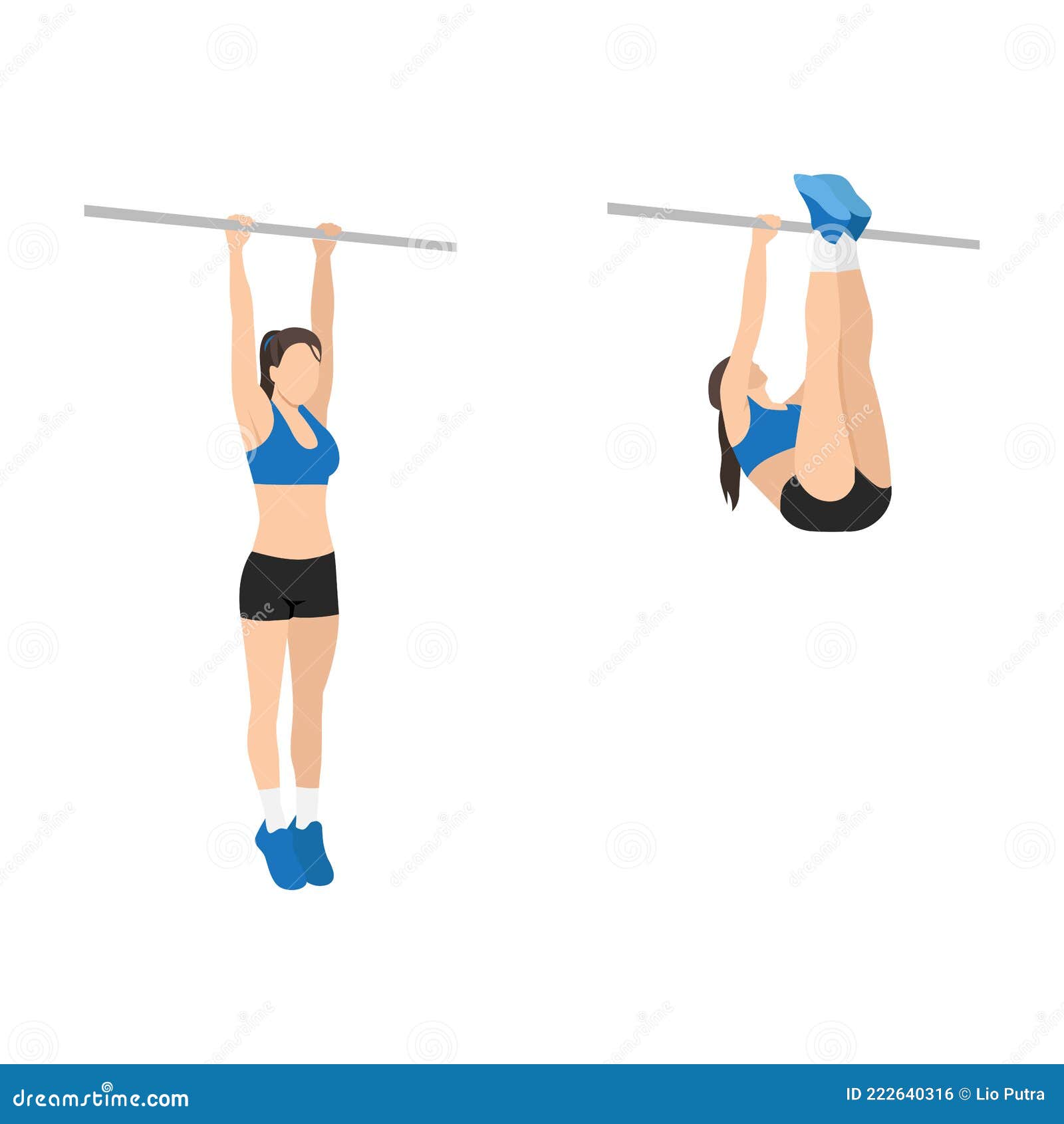 Man Doing Hanging Knee Leg Raises. Abdominals Exercise Cartoon Vector ...