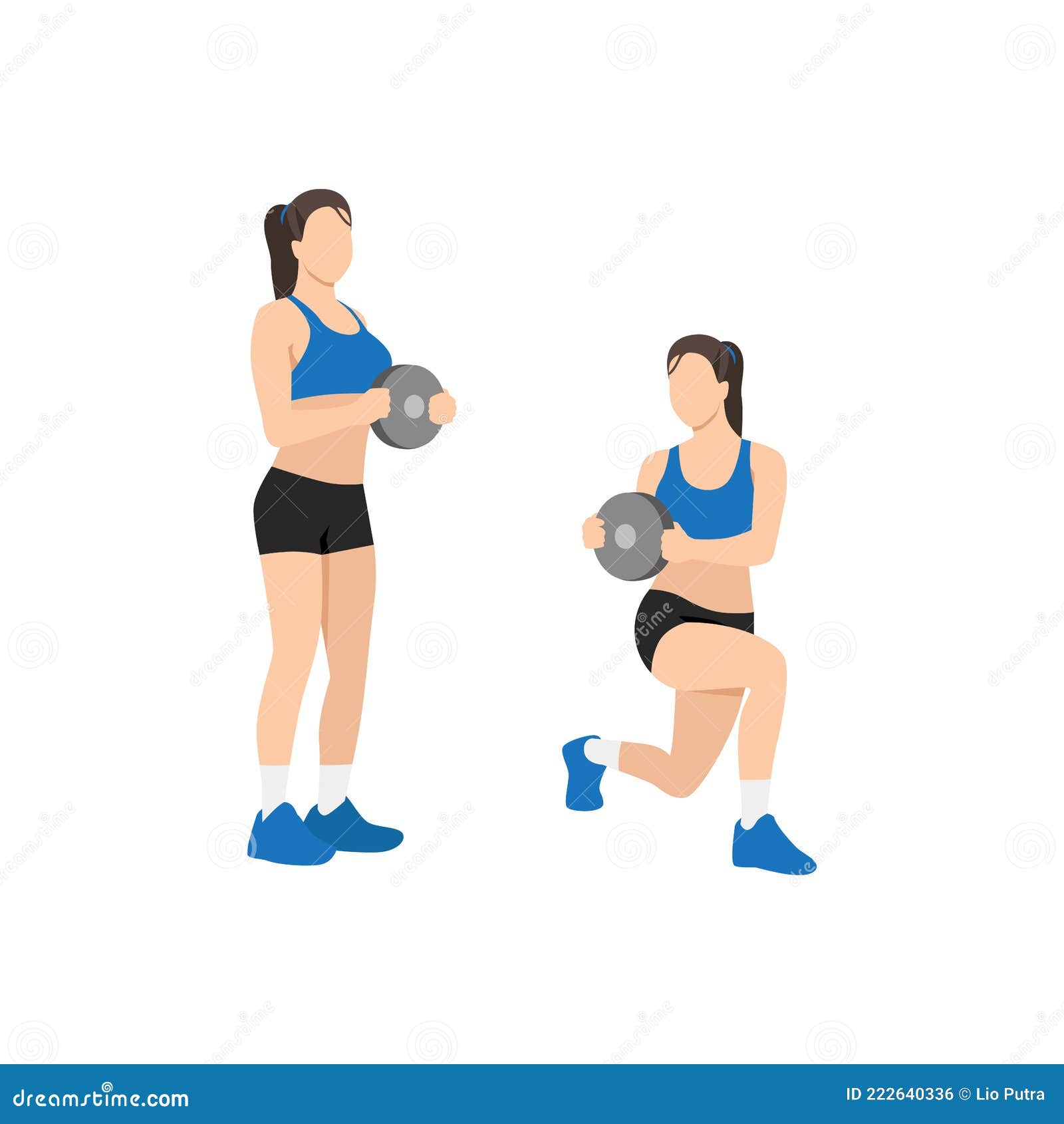 Woman Doing Lunge Twist Exercise. Vector Illustration | CartoonDealer ...