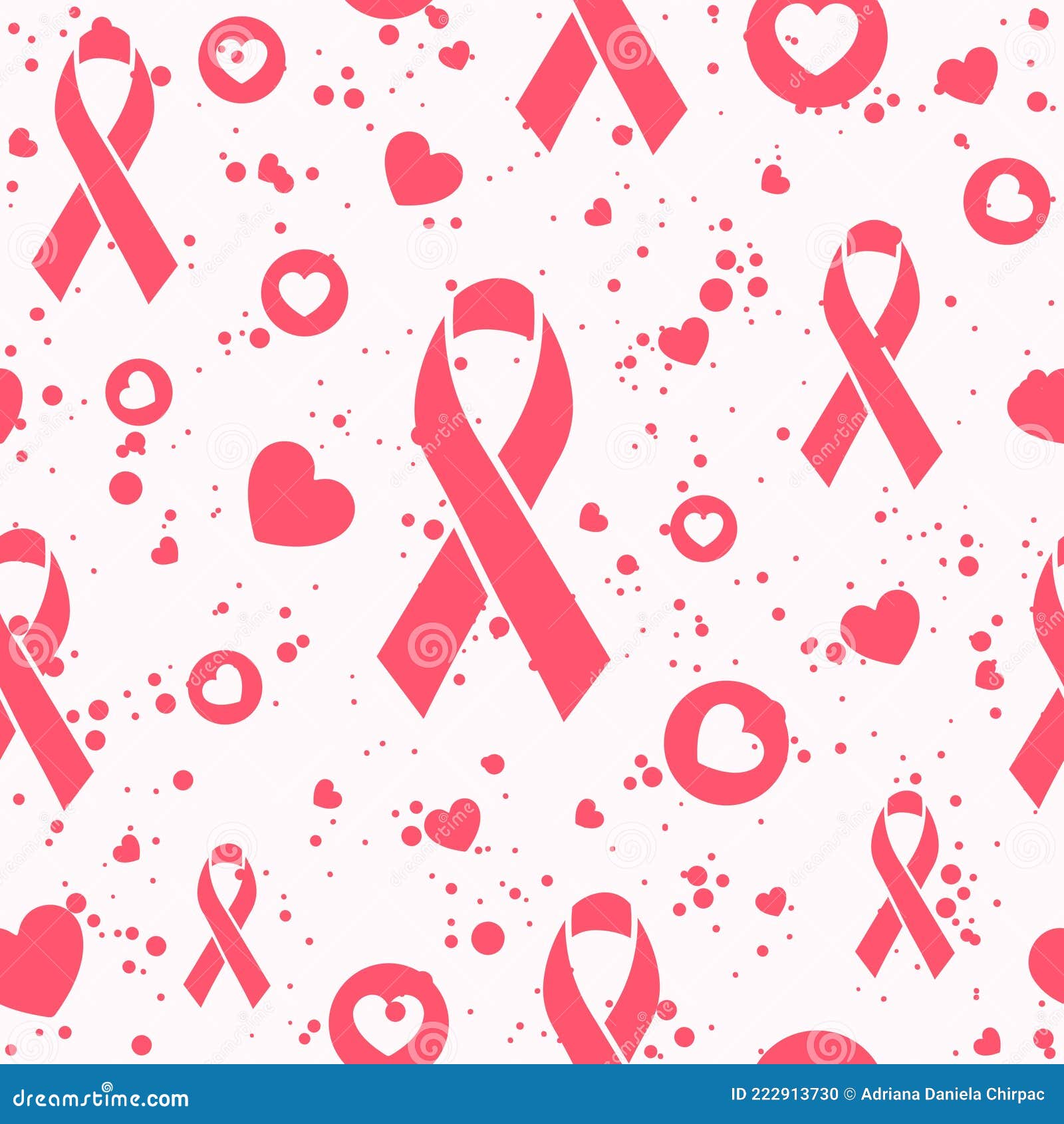 Pink Seamless Pattern with Ribbons and Hearts about Breast Cancer ...