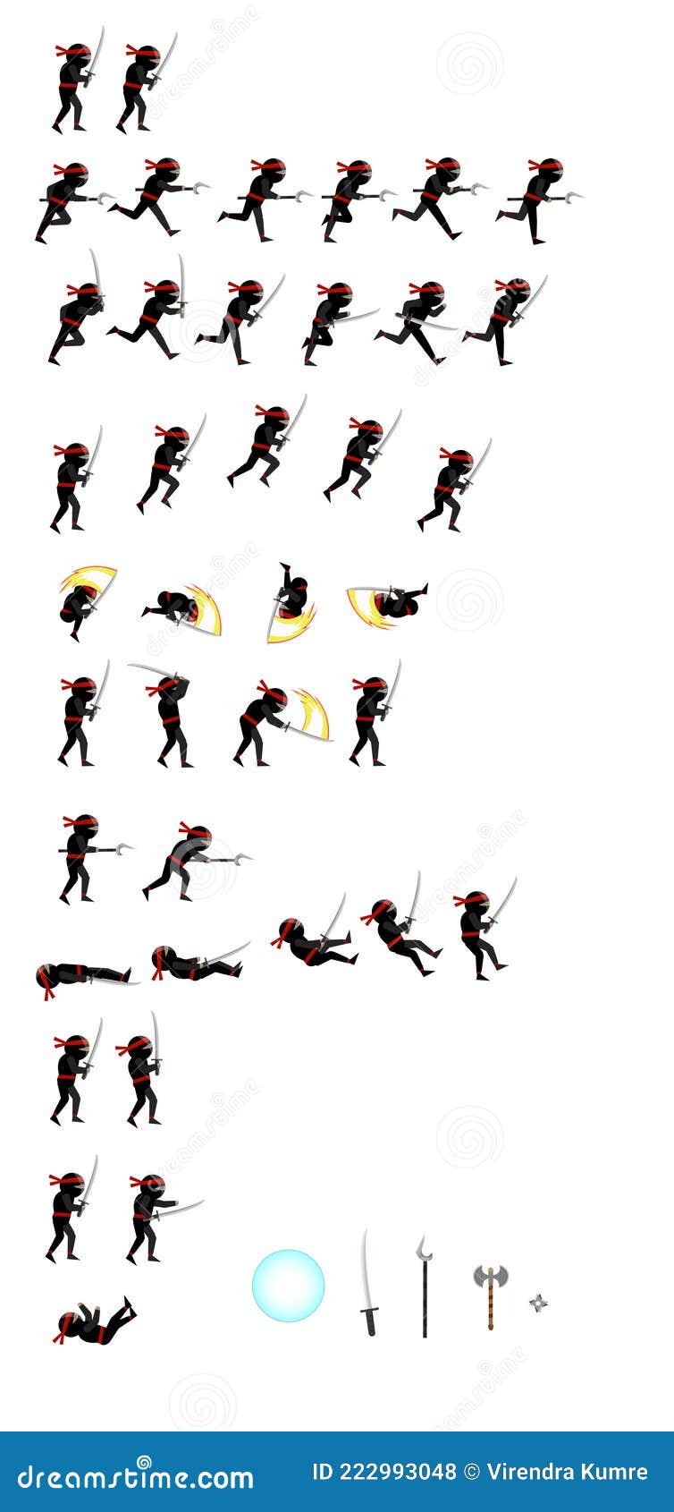 Ninja character fore game stock vector. Illustration of walk - 222993048