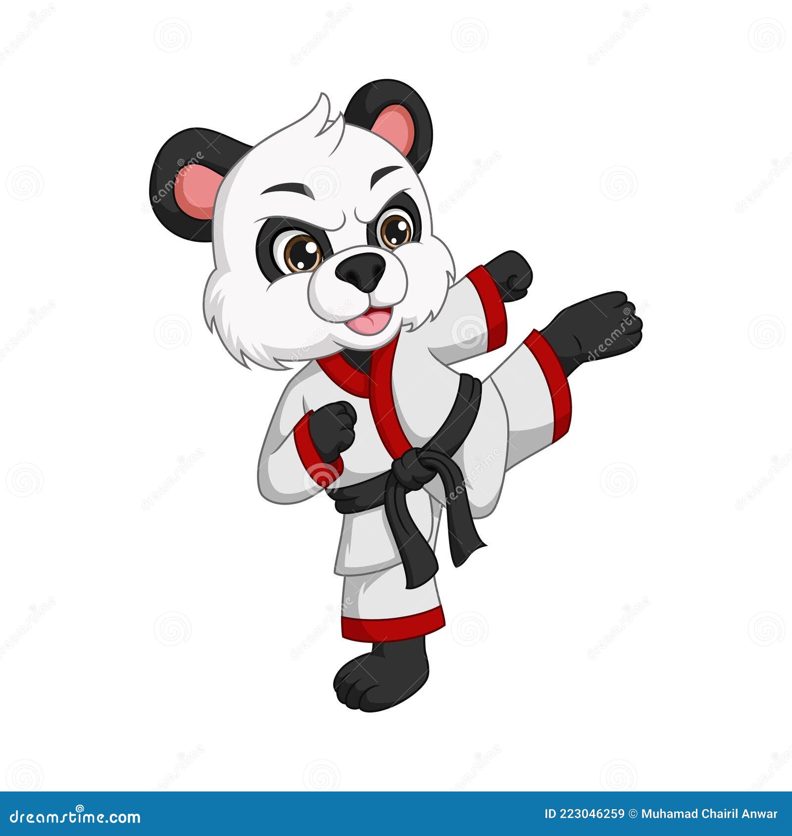 Cartoon Cute Panda Practicing Karate Stock Vector - Illustration of ...