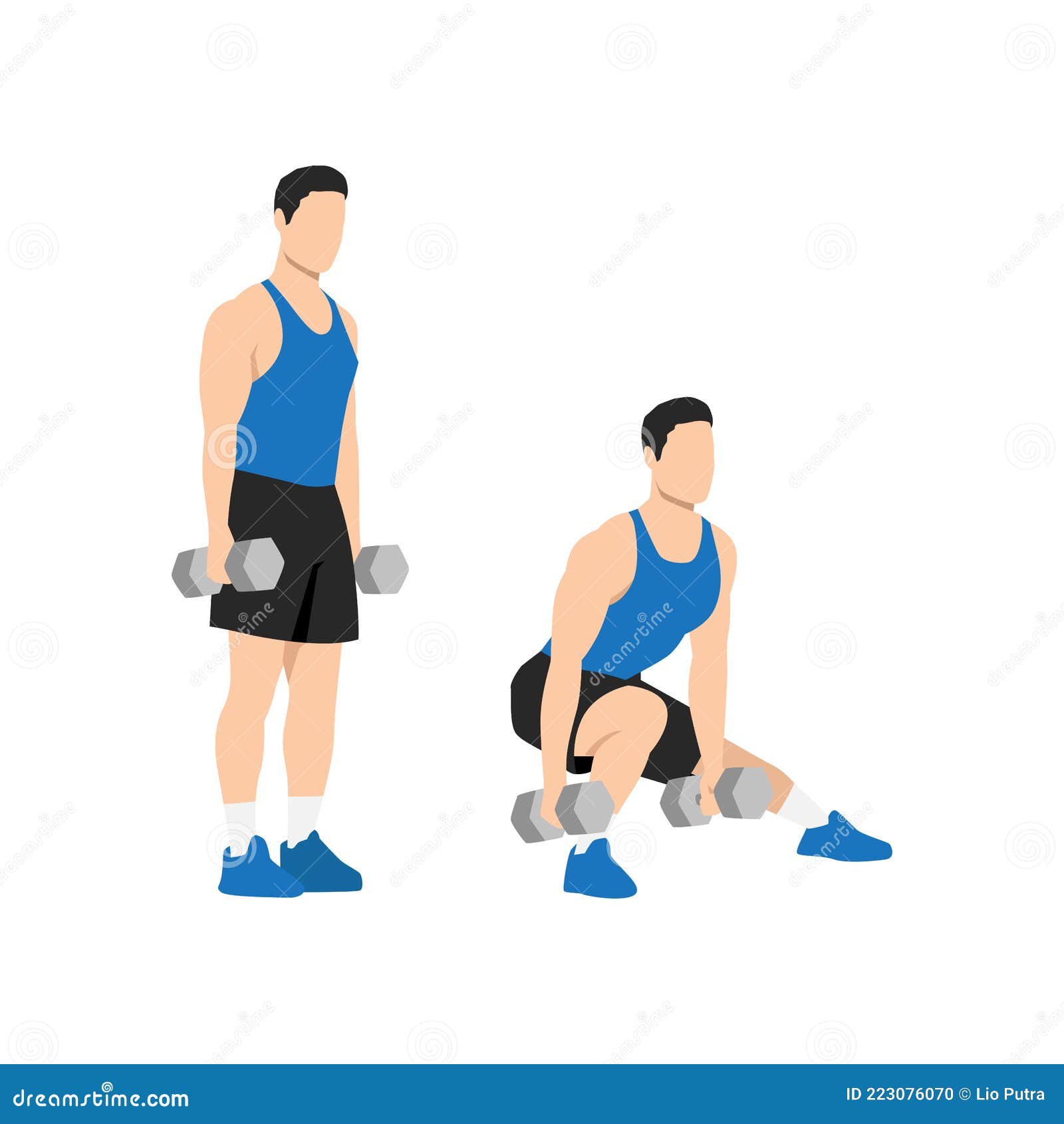 Man Doing Dumbbell Side Lunges. Lateral Lunges Exercise Stock Vector ...
