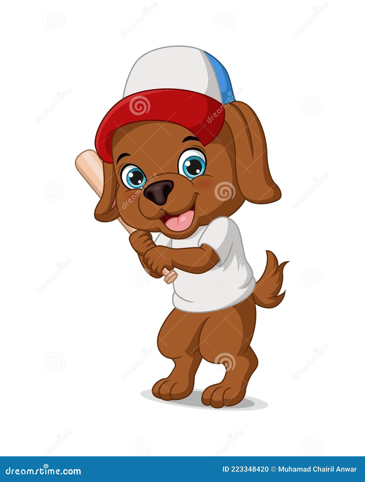 Cartoon Dog Playing a Baseball Stock Vector - Illustration of catcher ...