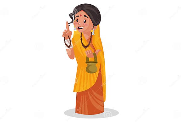Indian Priestess Vector Cartoon Illustration Stock Vector ...