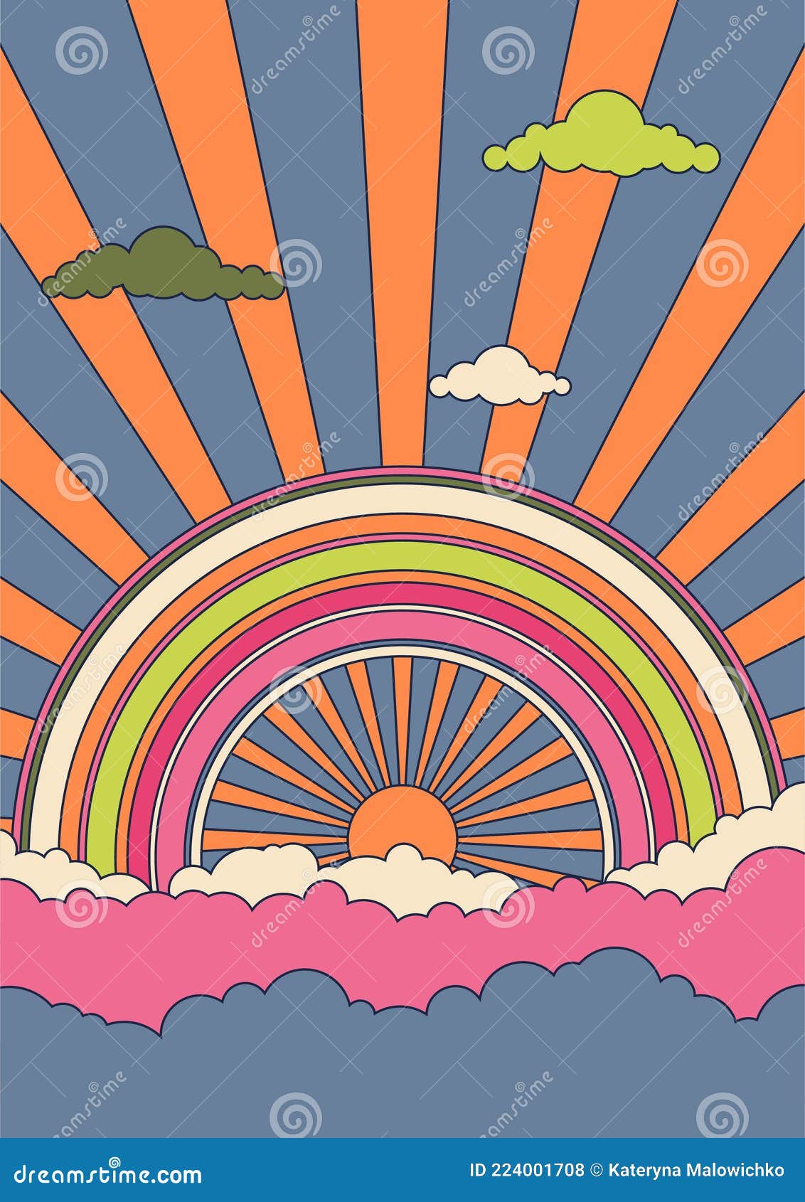 1960s Psychedelic Posters Style Illustration Cartoon Vector ...