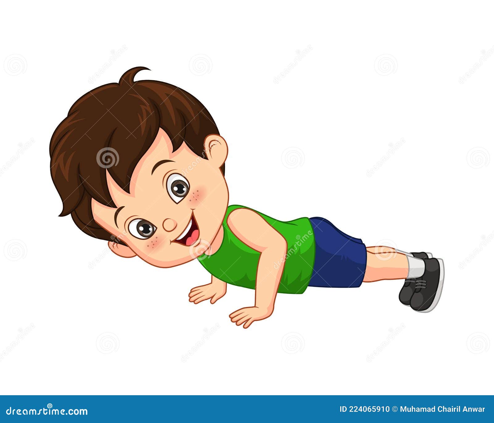 Cartoon Little Boy Doing Push Up Stock Vector - Illustration of ...