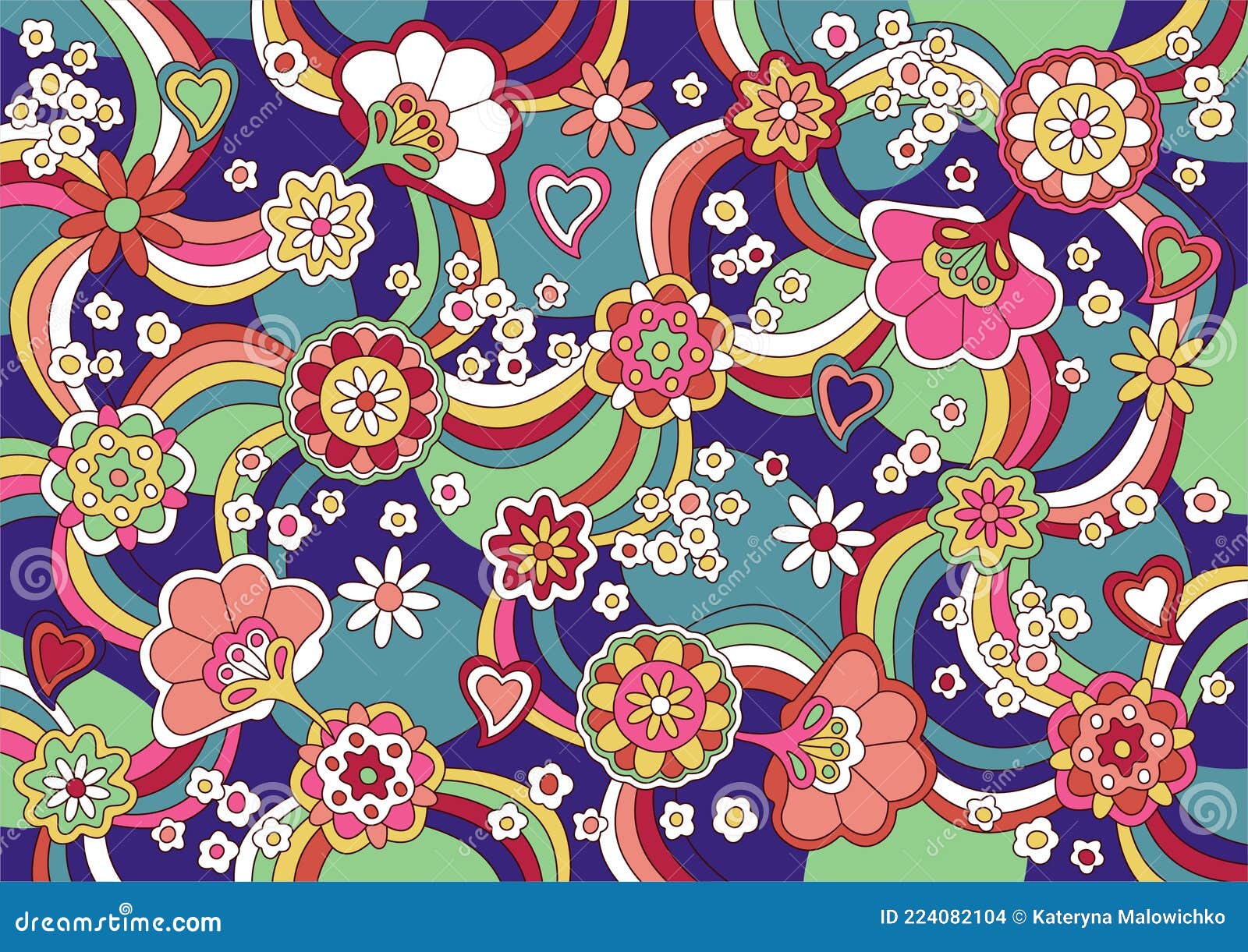 Psychedelic Floral Background Vector Illustration Stock Vector ...