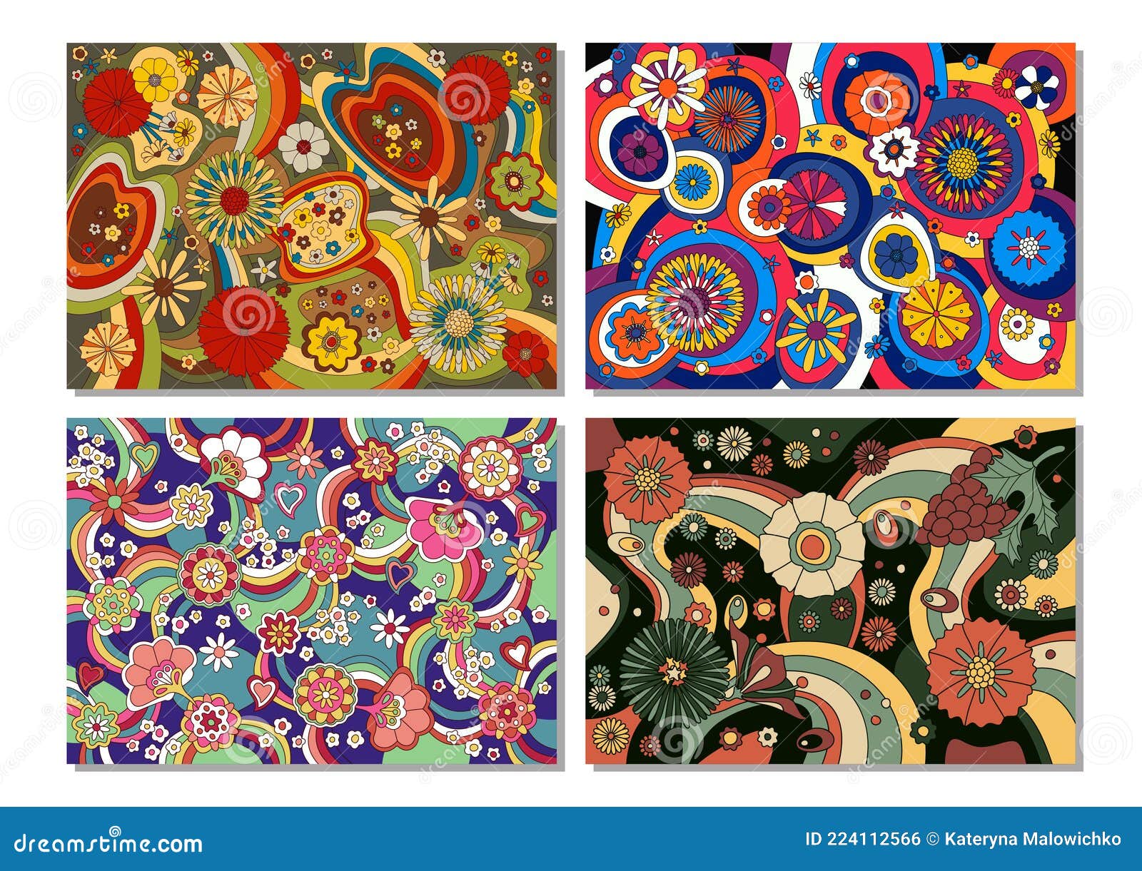 Psychedelic Floral Backgrounds and Patterns Stock Vector - Illustration ...