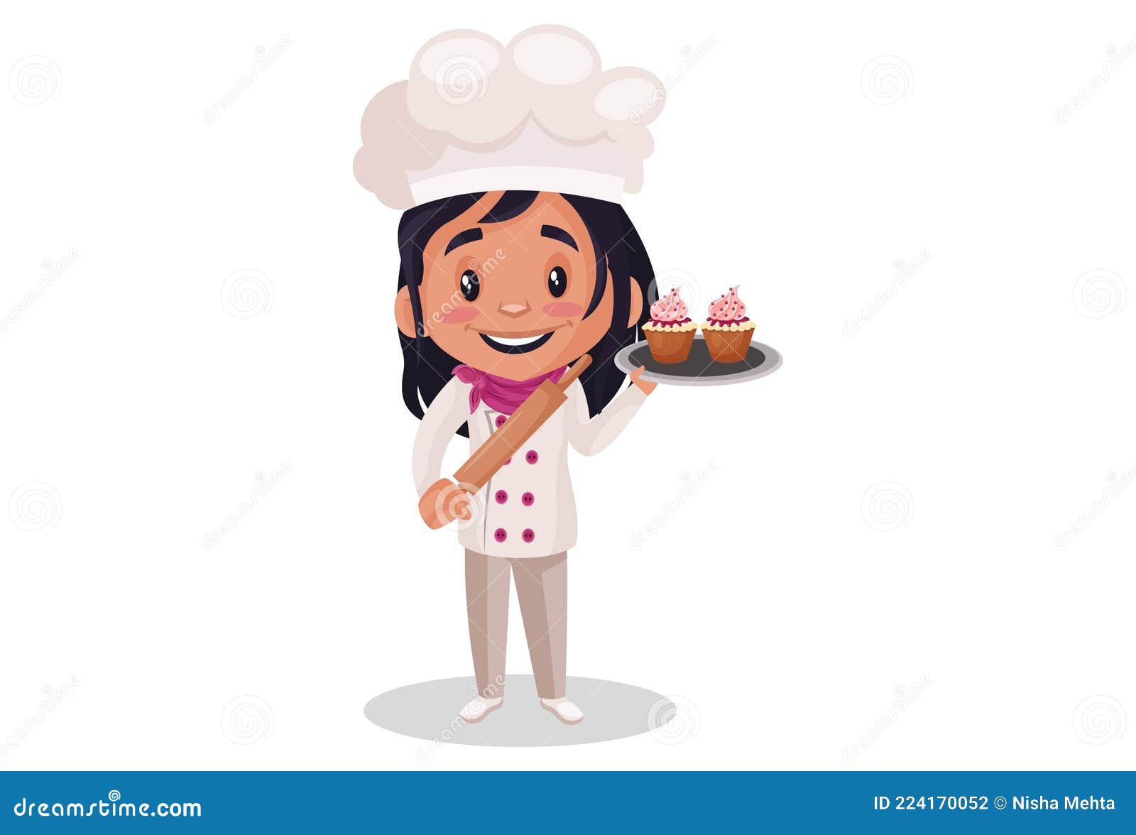 Bakery Girl Vector Cartoon Illustration Stock Vector - Illustration of ...