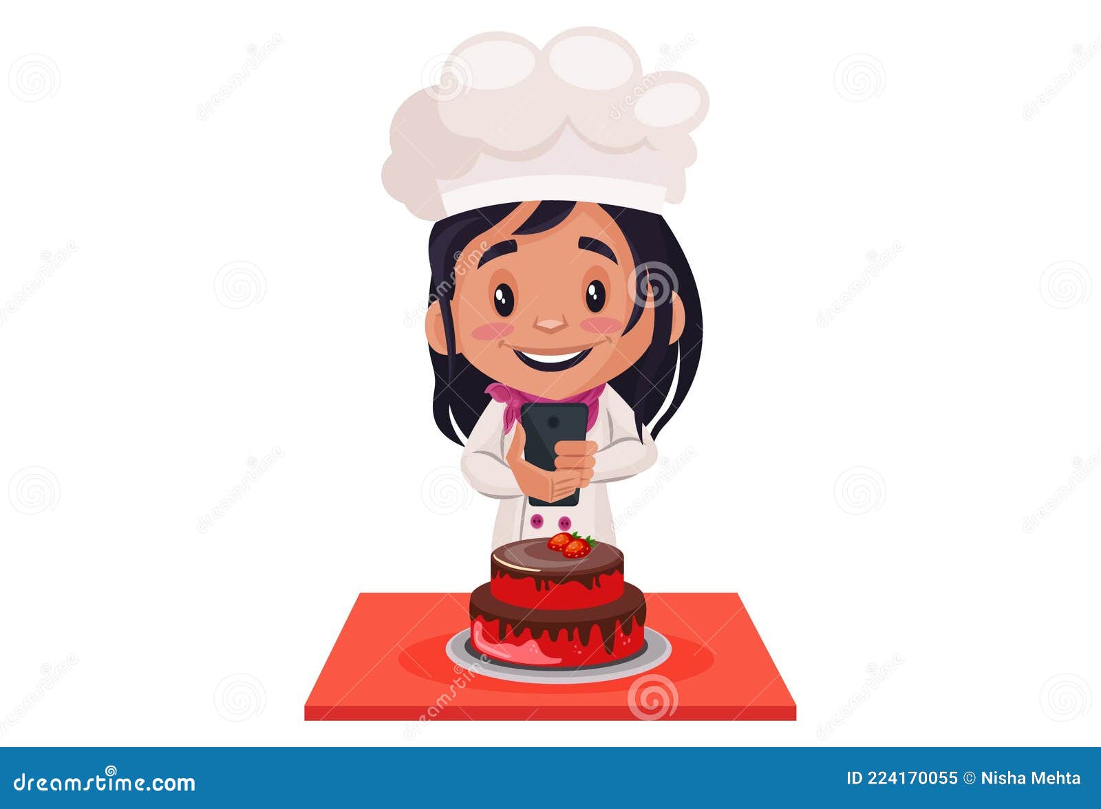 Bakery Girl Vector Cartoon Illustration Stock Vector - Illustration of ...