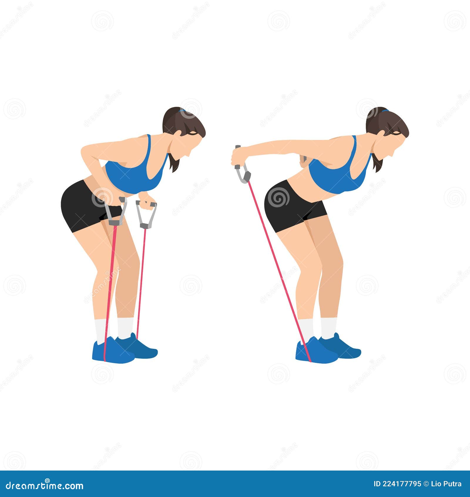 Man Doing Tricep Kickbacks Exercise. Flat Vector | CartoonDealer.com #249600206