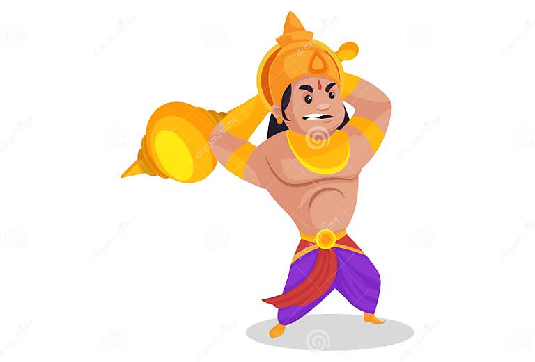 Bhima Vector Cartoon Illustration Stock Vector - Illustration of mace ...