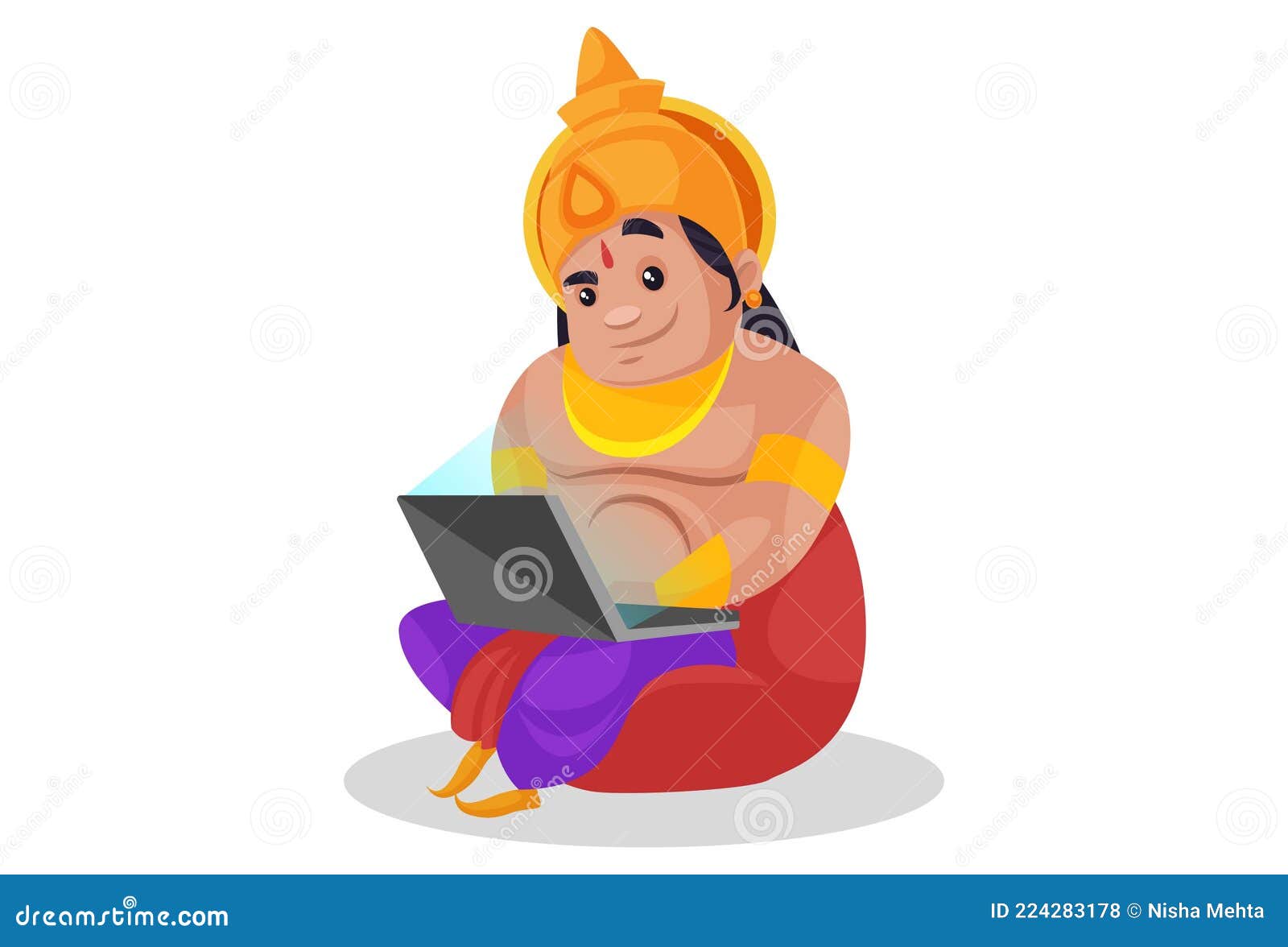 Bhima Vector Cartoon Illustration Stock Vector - Illustration of laptop ...