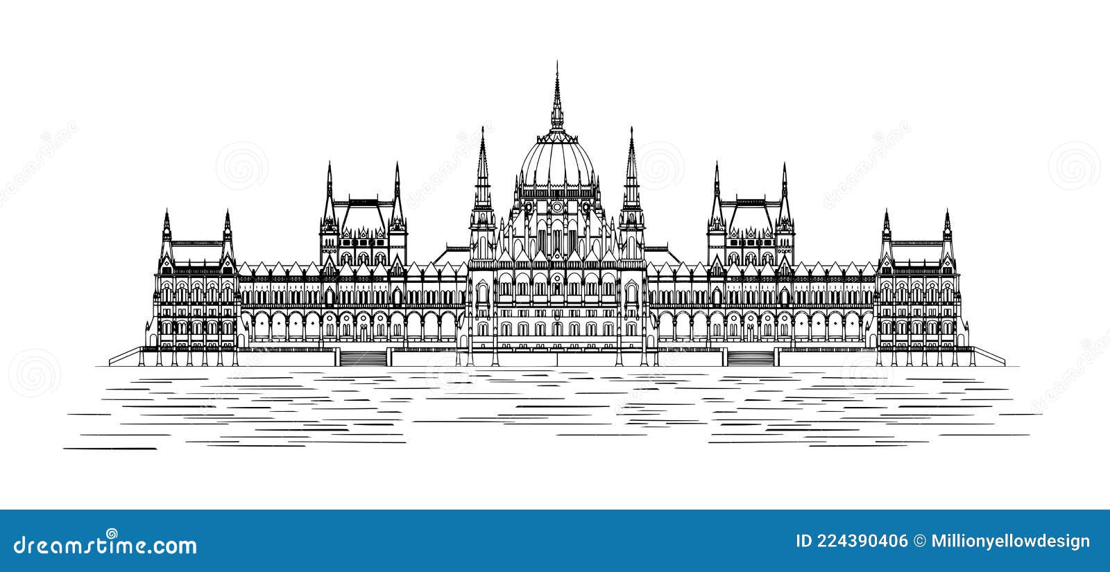 Budapest, Hungary Building Hand Drawn Sketch Isolated Stock ...