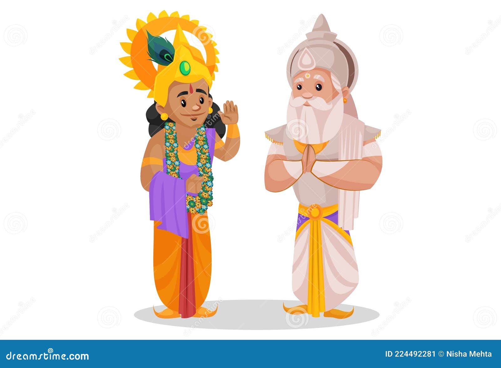Bhishma Pitamaha & Lord Krishna Vector Illustration Stock Vector ...