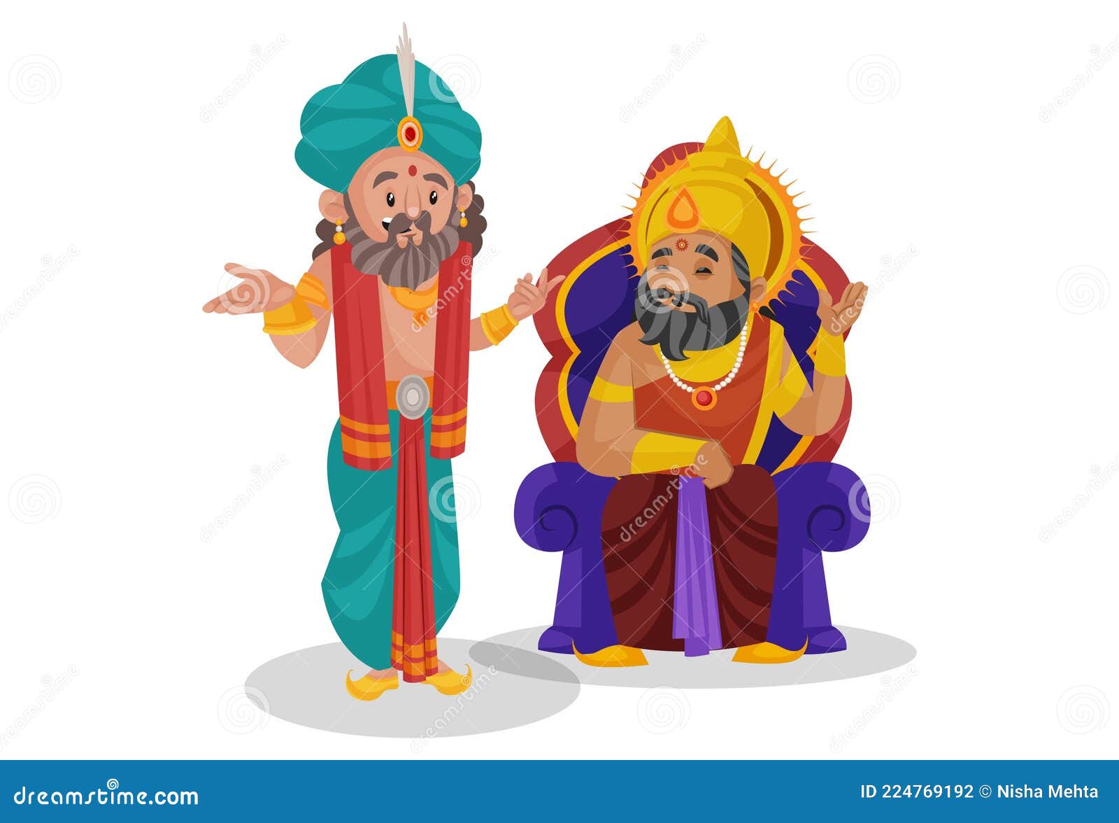 King Dhritarashtra Vector Cartoon Illustration Stock Vector ...