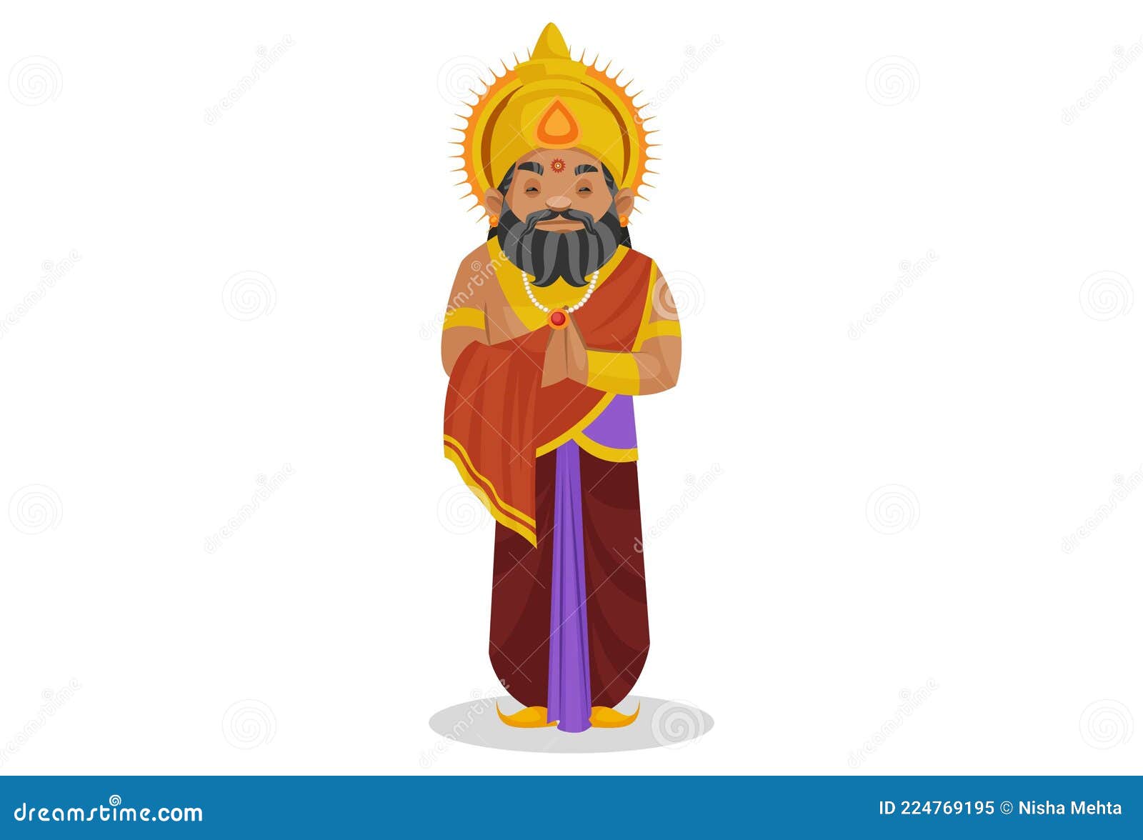 King Dhritarashtra Vector Cartoon Illustration Stock Vector ...