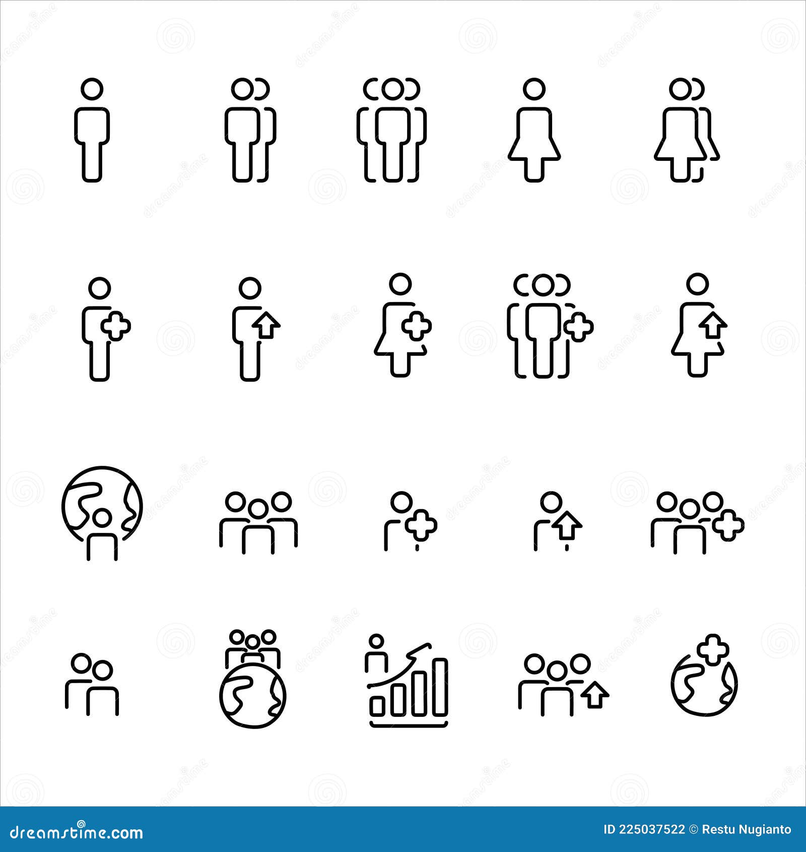 Population Related Icon Set Outline Style Stock Vector - Illustration ...