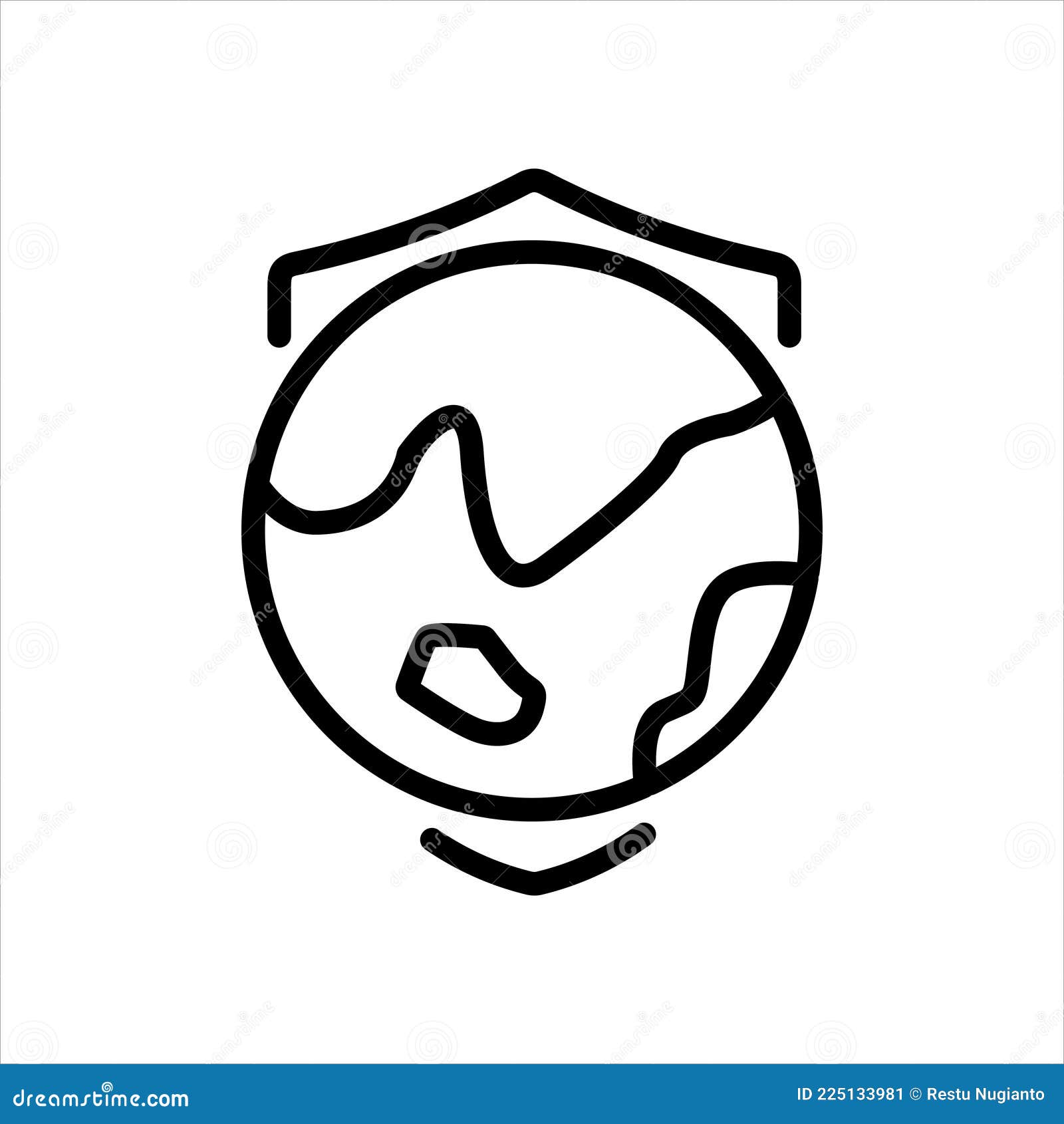 Earth Shield Icon in Trendy Outline Style Stock Vector - Illustration ...