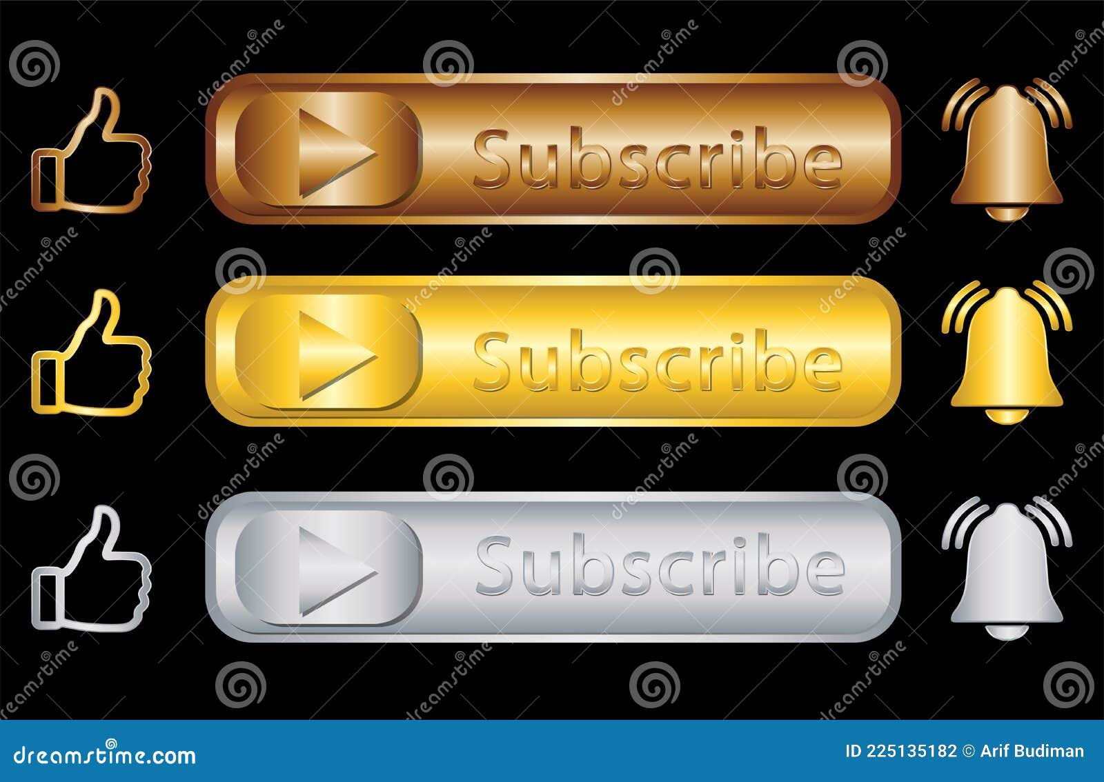 Subscribe Button with Gold, Metal,bronze Metal Colour, for Social ...