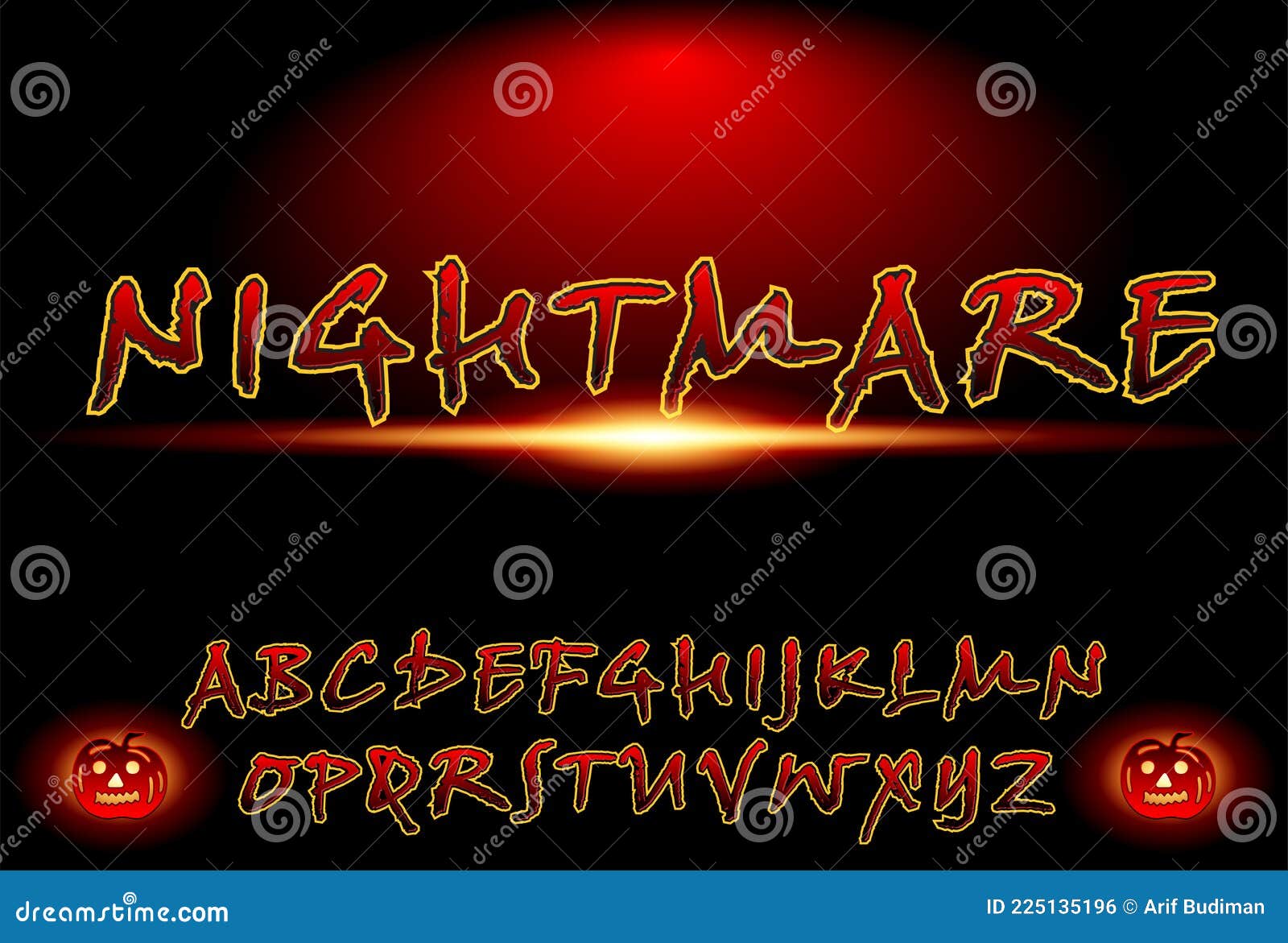 Nightmare Font Effect with Pumpkin. Alphabet Text Effect, Burning Light ...