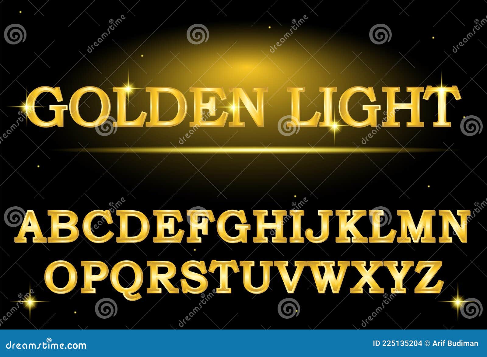 Set Of Golden Light Colored Metal Alphabet Fonts. Gold Font Classic ...
