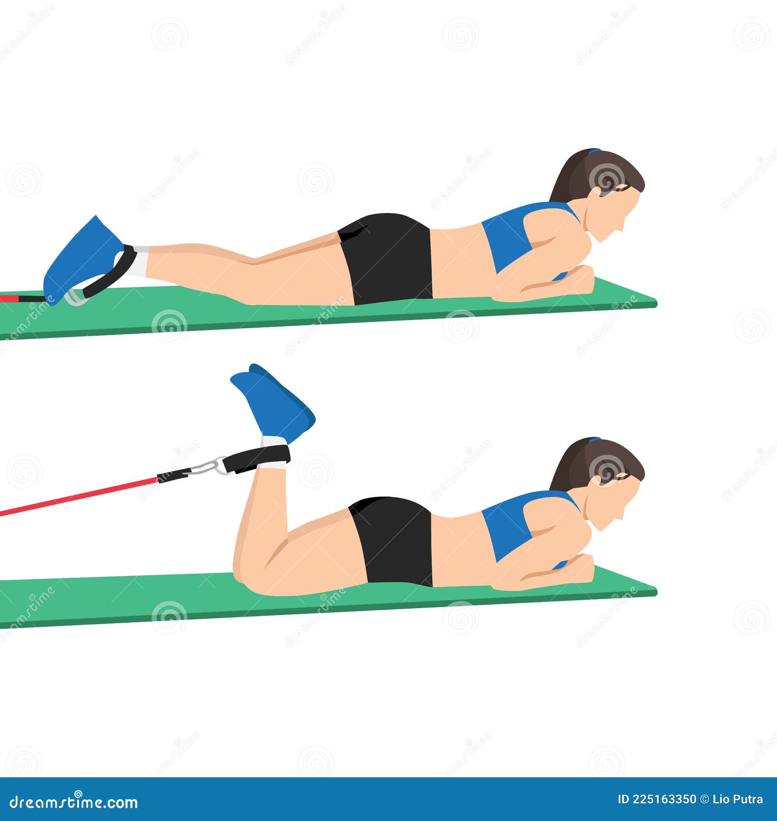 Prone Row Exercise Strength Workout Vector Illustration Silhouette ...