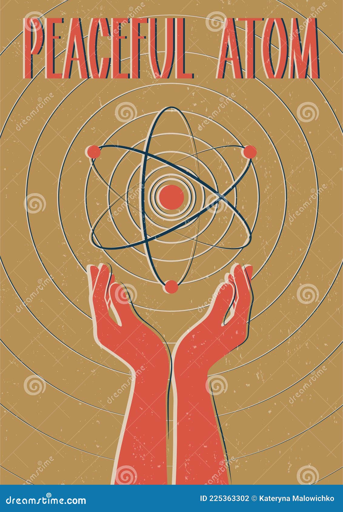 Peaceful Atom and Hands Vector Illustration Stock Vector - Illustration ...