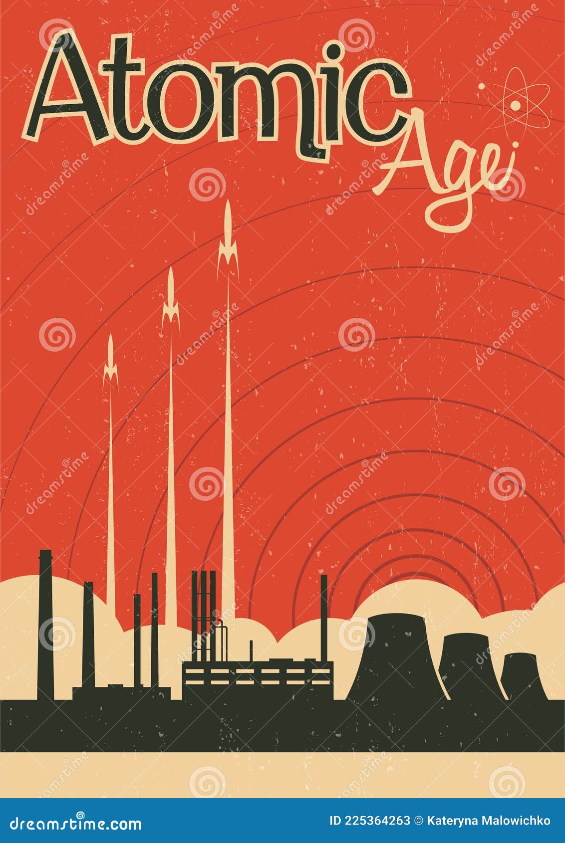 Atomic Age Retro Futurism Poster Stock Vector - Illustration of ...