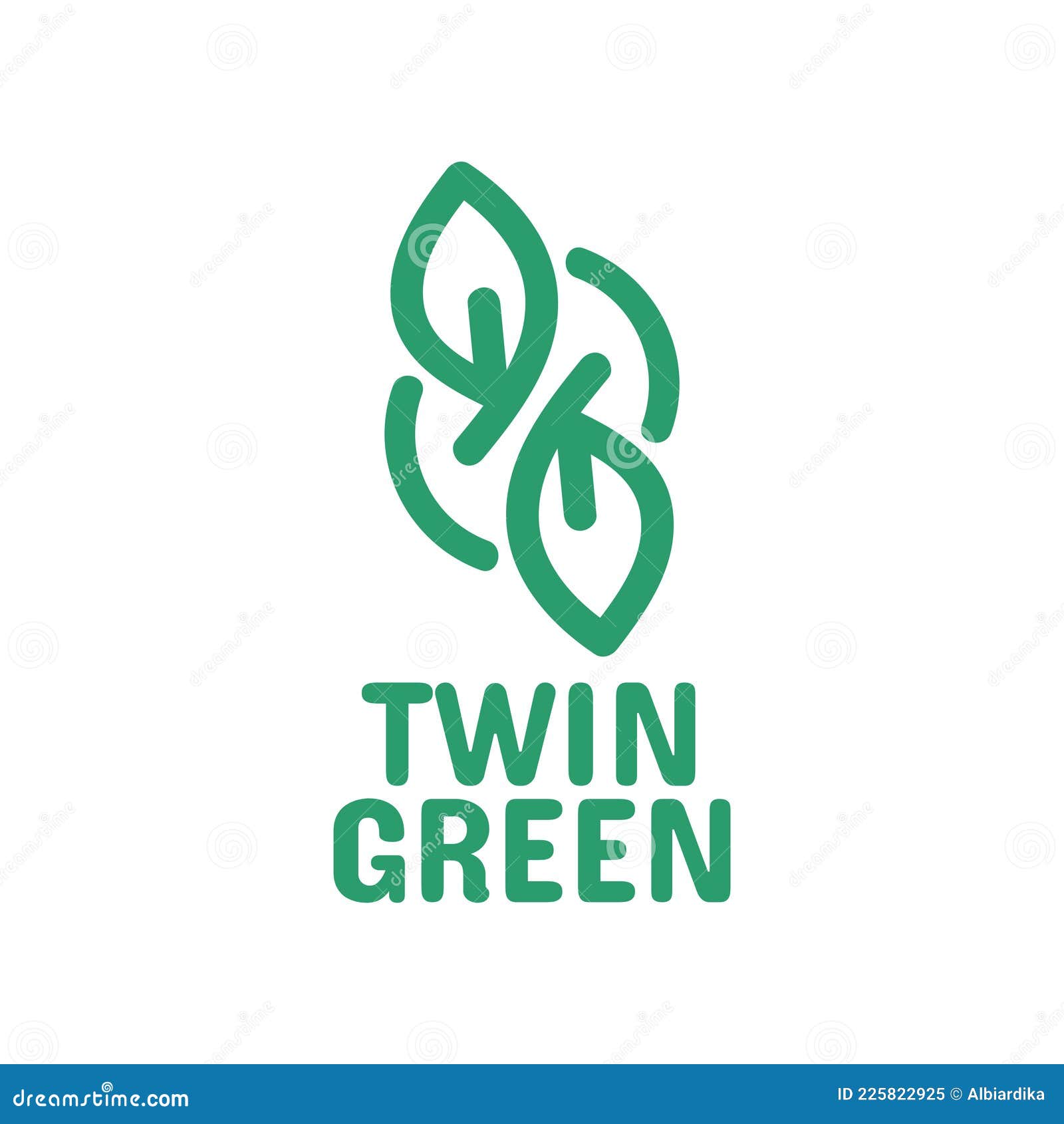 Twin Double Green Leaf Nature Logo Concept Design Stock Vector ...