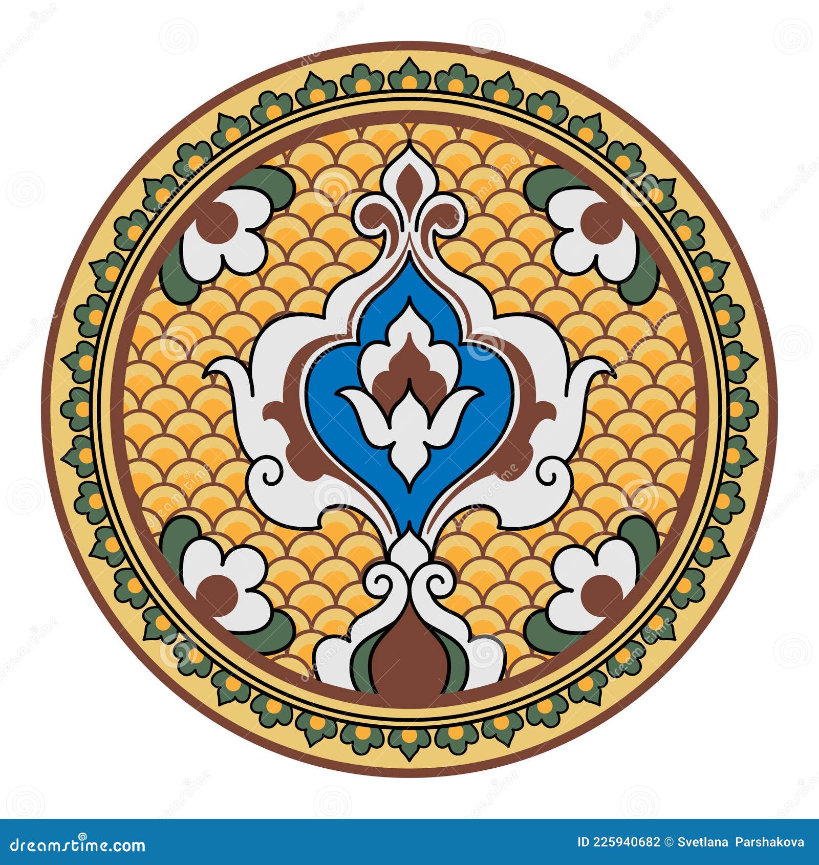 Decorative Round Floral Pattern. Ancient Persian Style Stock Vector ...