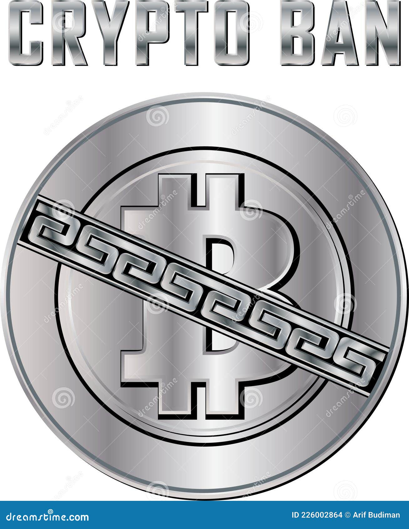 Crypto Ban Sign on Silver Colour with White Background, Crypto Banned ...