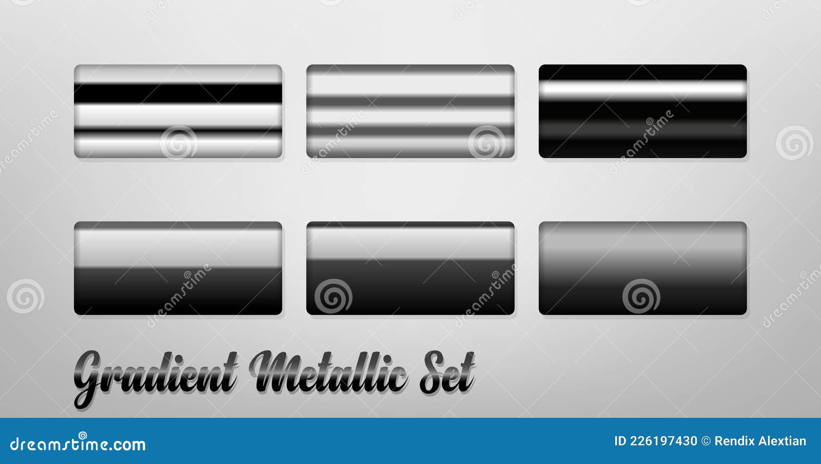 Gradient Metallic Color Set, Easy To Copy. Vector Illustration Stock ...