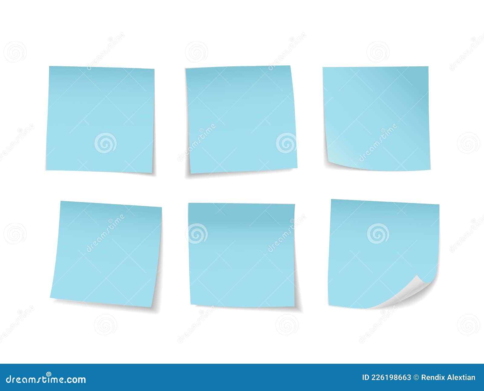 Blue Sticky Notes Set. Suitable for Notes, Advertising, and Other ...