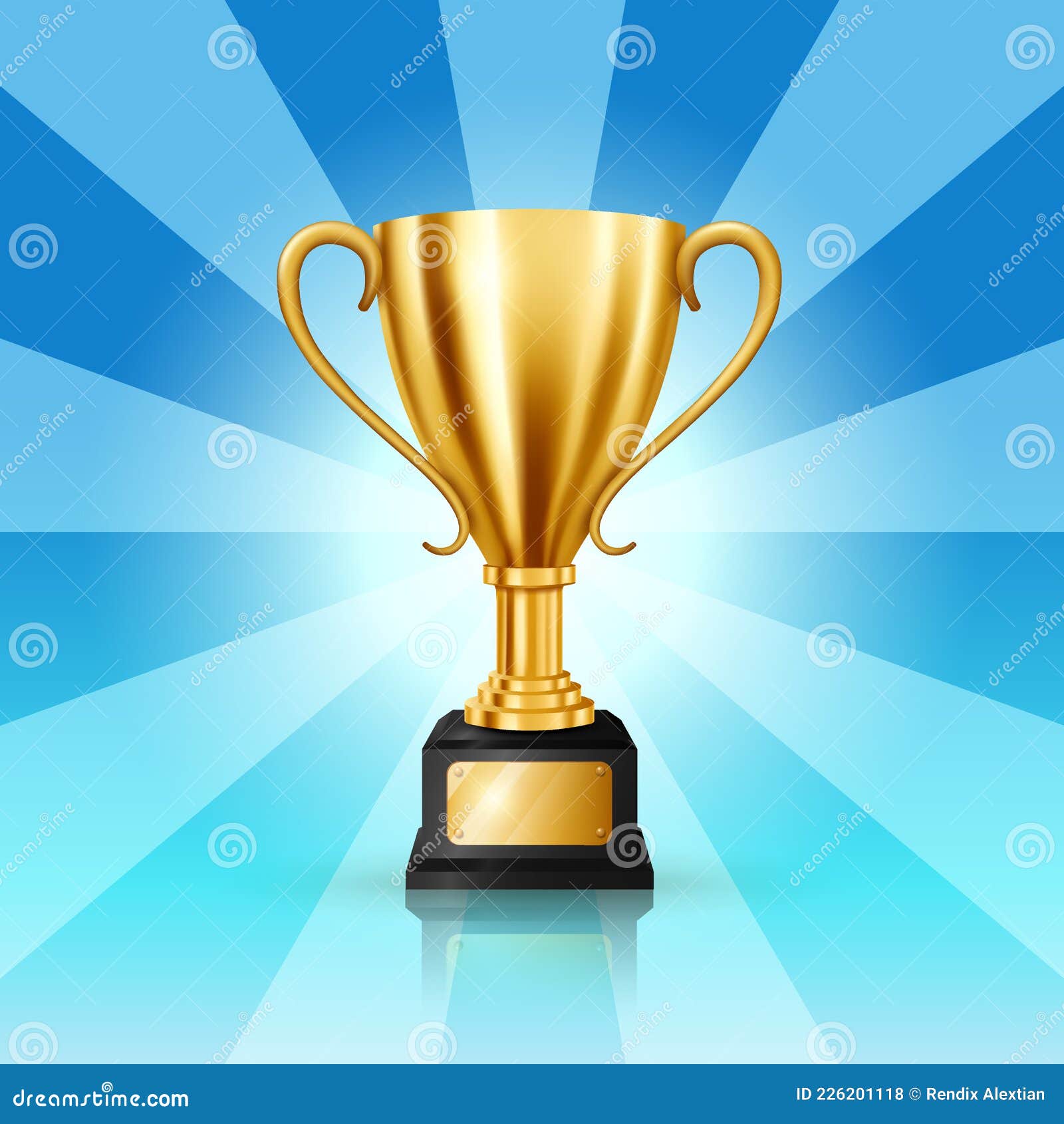 Realistic Golden Trophy on Retro Background, Vector Illustration Stock ...