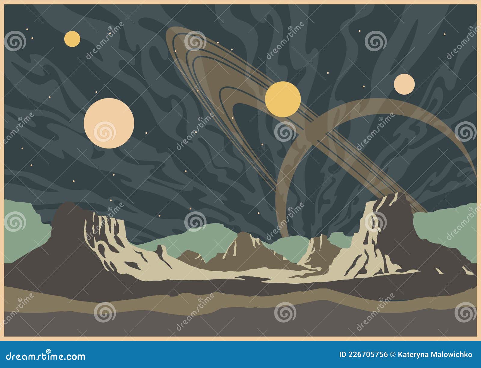 Unknown Planet Landscape Vector Illustration Stock Vector ...