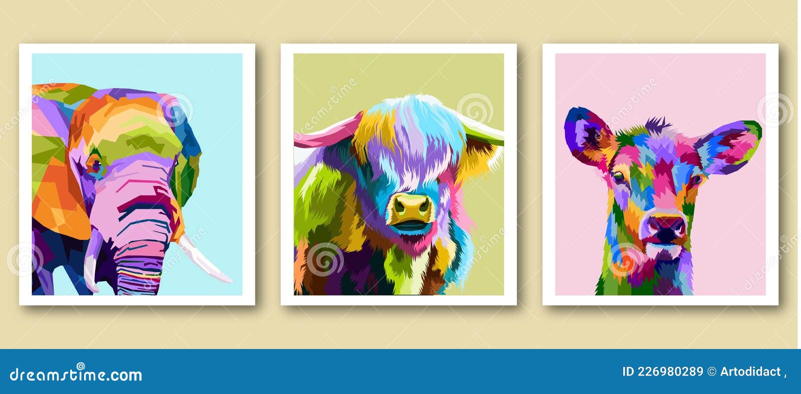 Colorful Mammal Wildlife Pop Art Portrait Stock Vector - Illustration ...