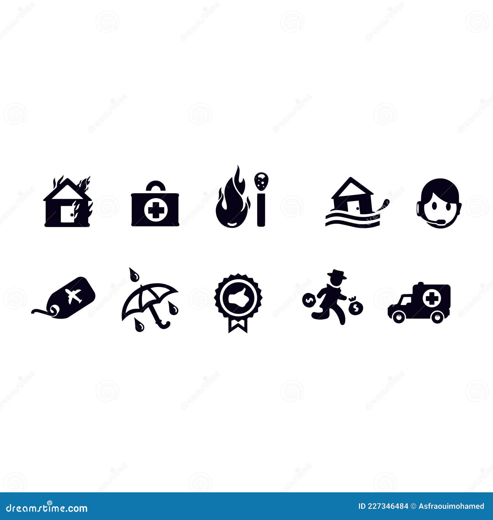 Insurance Black Icons Vector Design Black and White Stock Vector ...