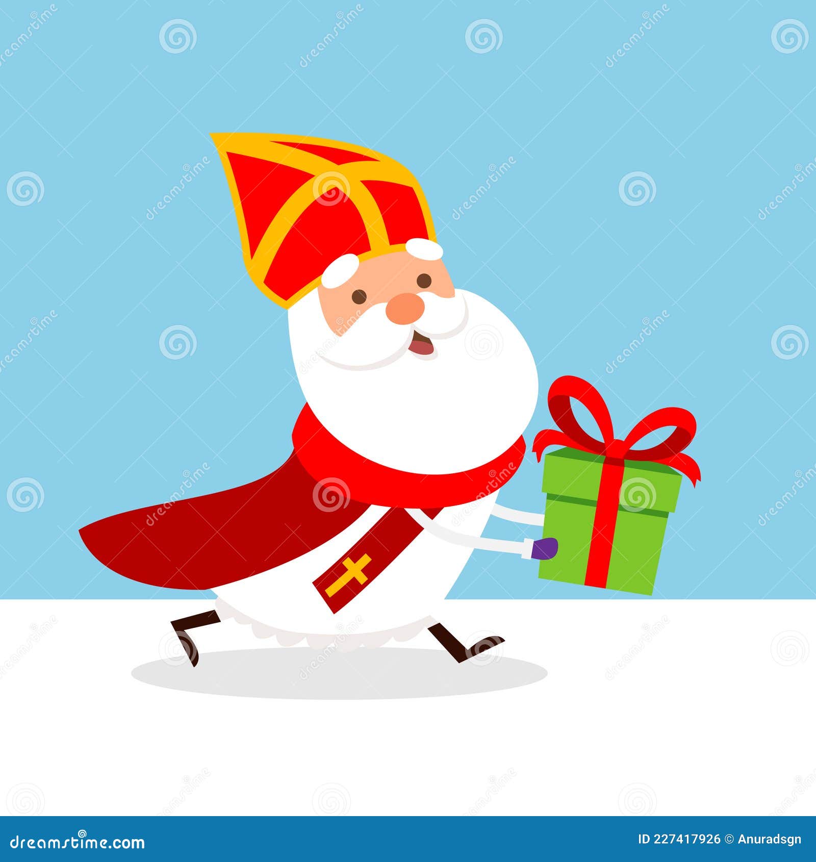 Cute Saint Nicholas with Gift - Vector Illustration Stock Vector ...