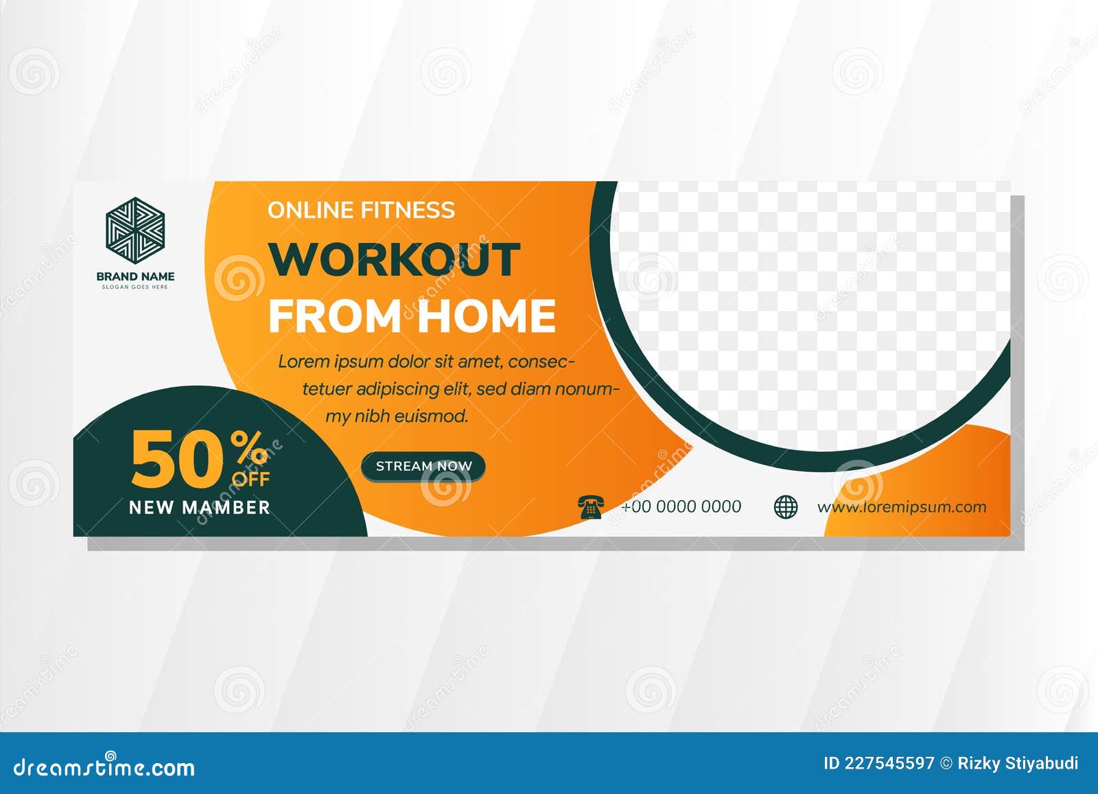 Online Fitness Workout from Home Horizontal Banner. Stock Vector ...