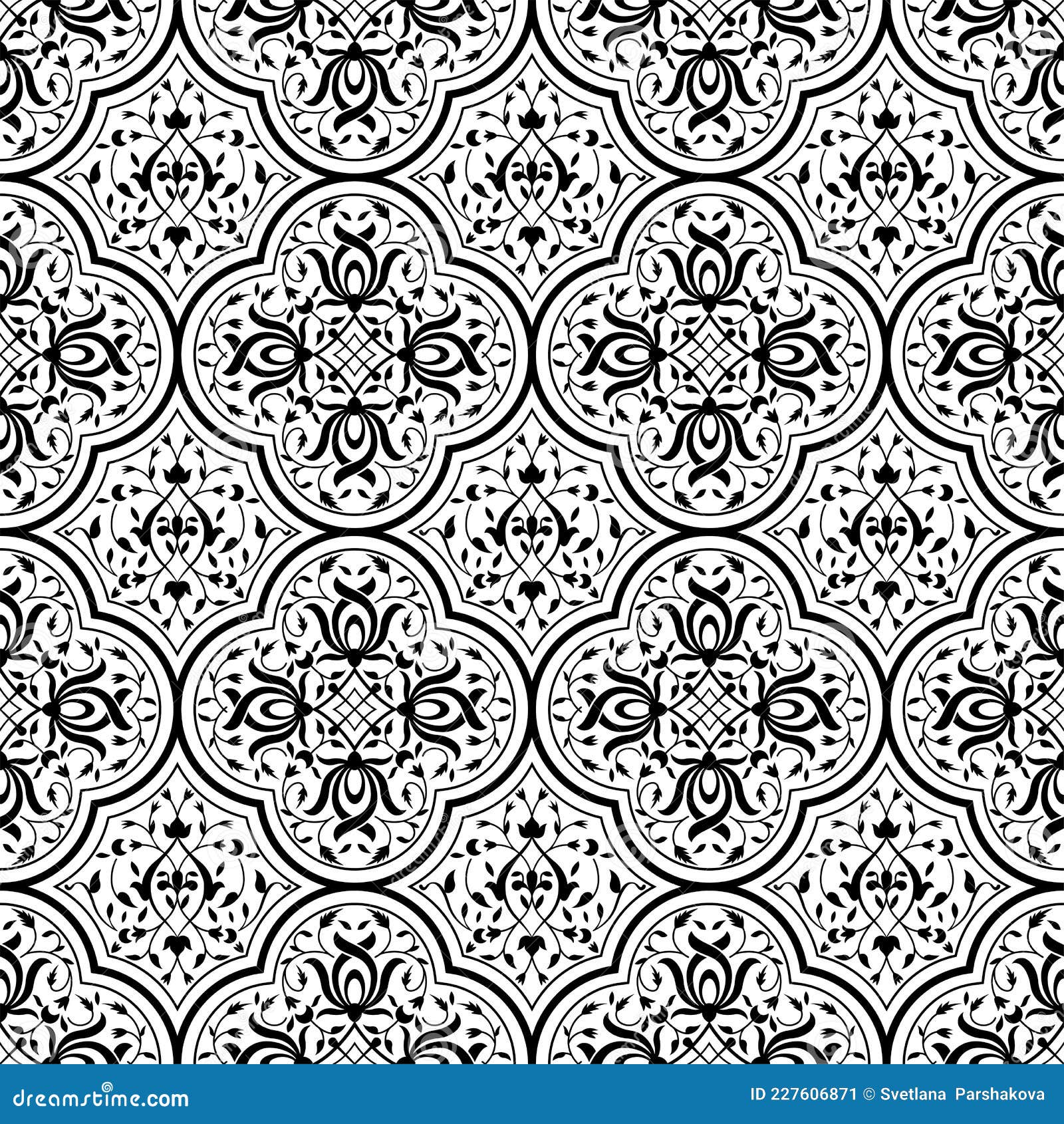 Seamless Black Pattern with Intertwining Floral Swirls. Stock Vector ...